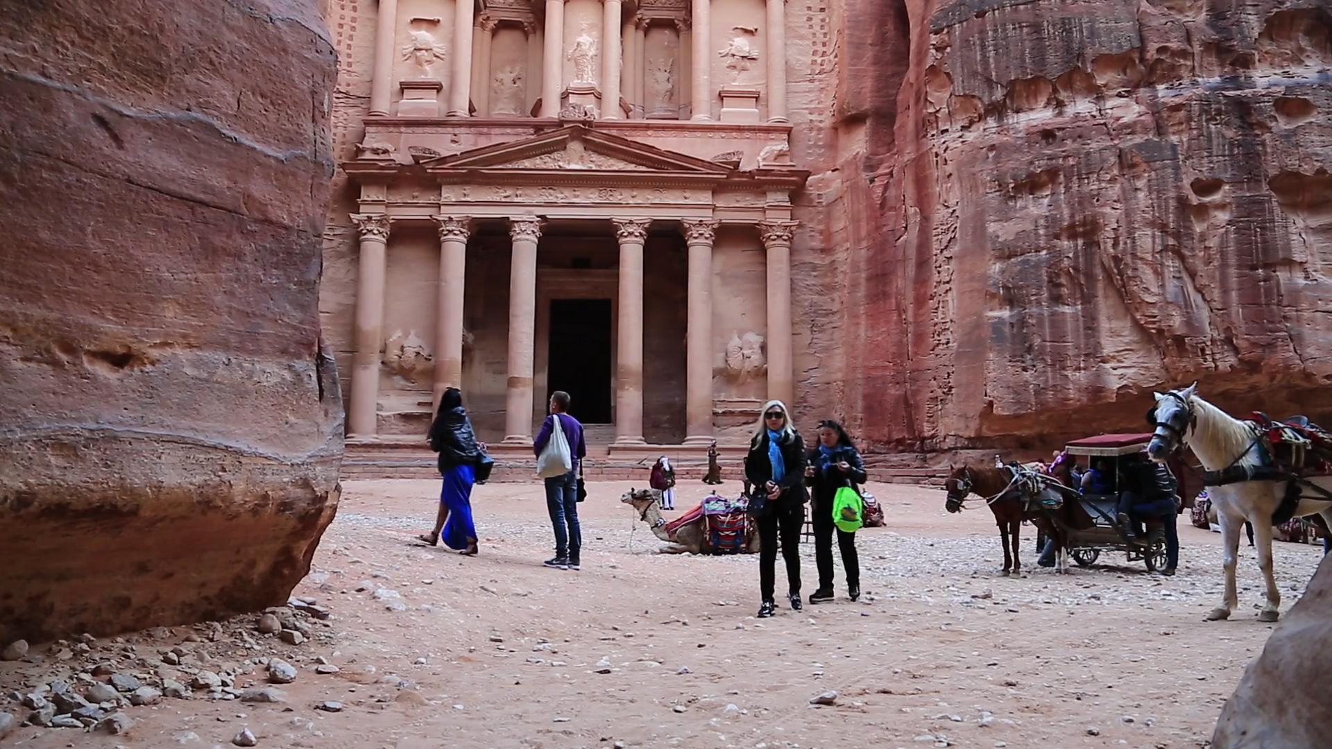 JORDAN, PETRA, DECEMBER 5, 2016: People near Al Khazneh or the Treasury ...