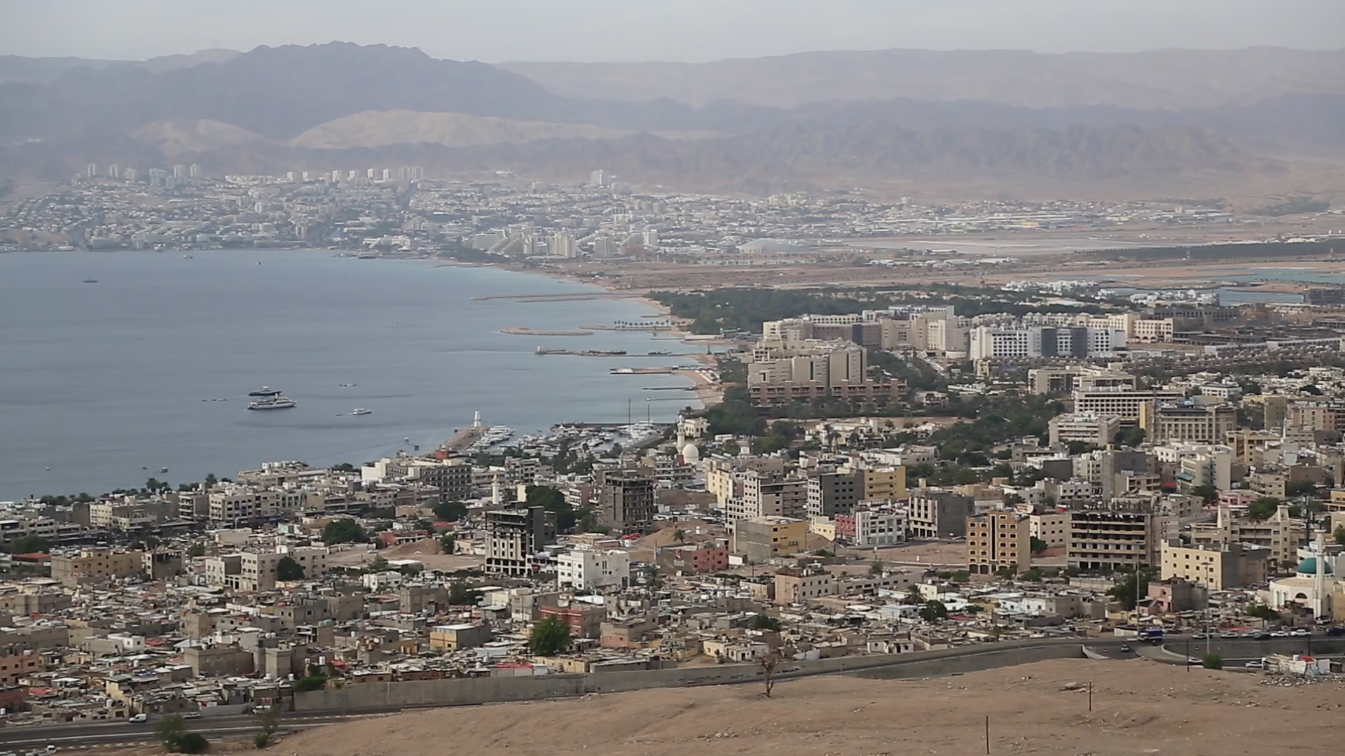 Panorama Of Aqaba City In Jordan Eilat City Stock Footage SBV-314423378 ...