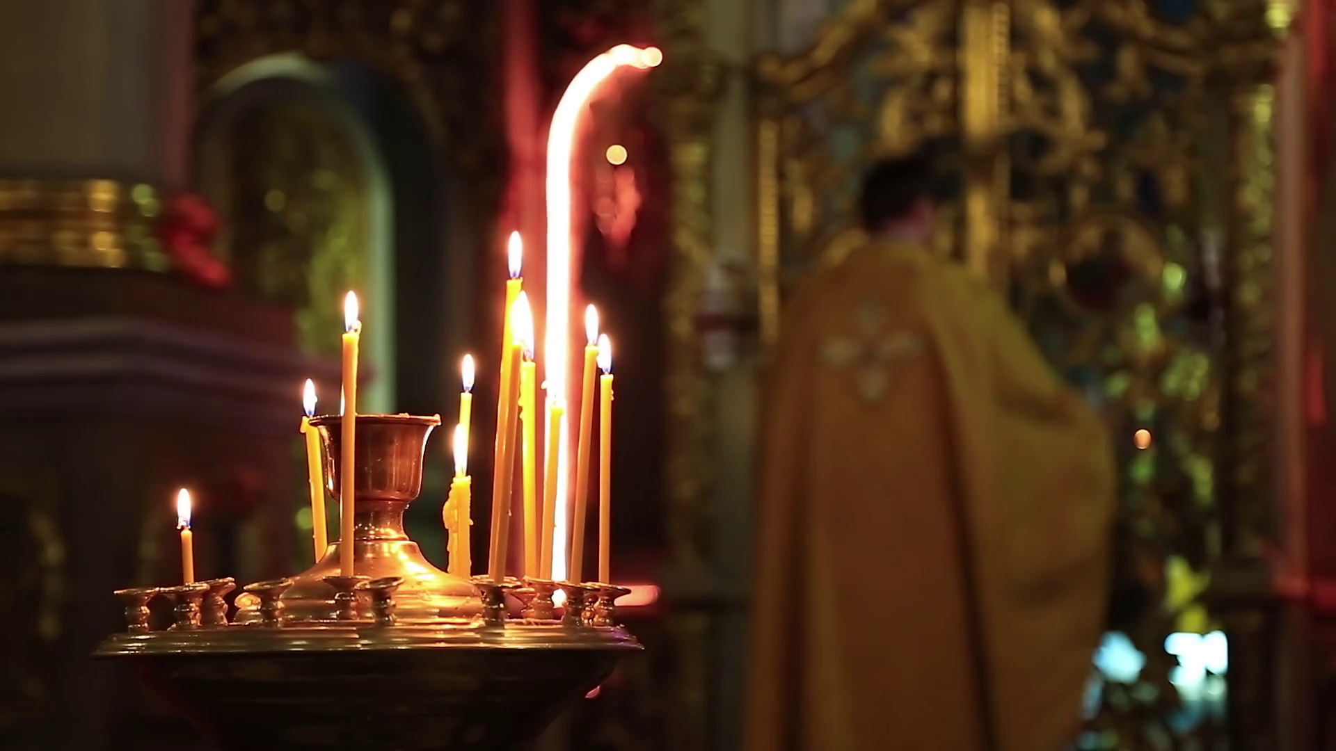 Priest is cross oneself and prays in orthodox church Stock Video ...
