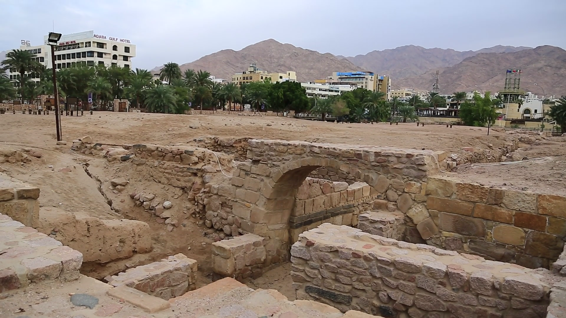 Ruins of ancient Ayla - medieval islamic city in present Aqaba city ...