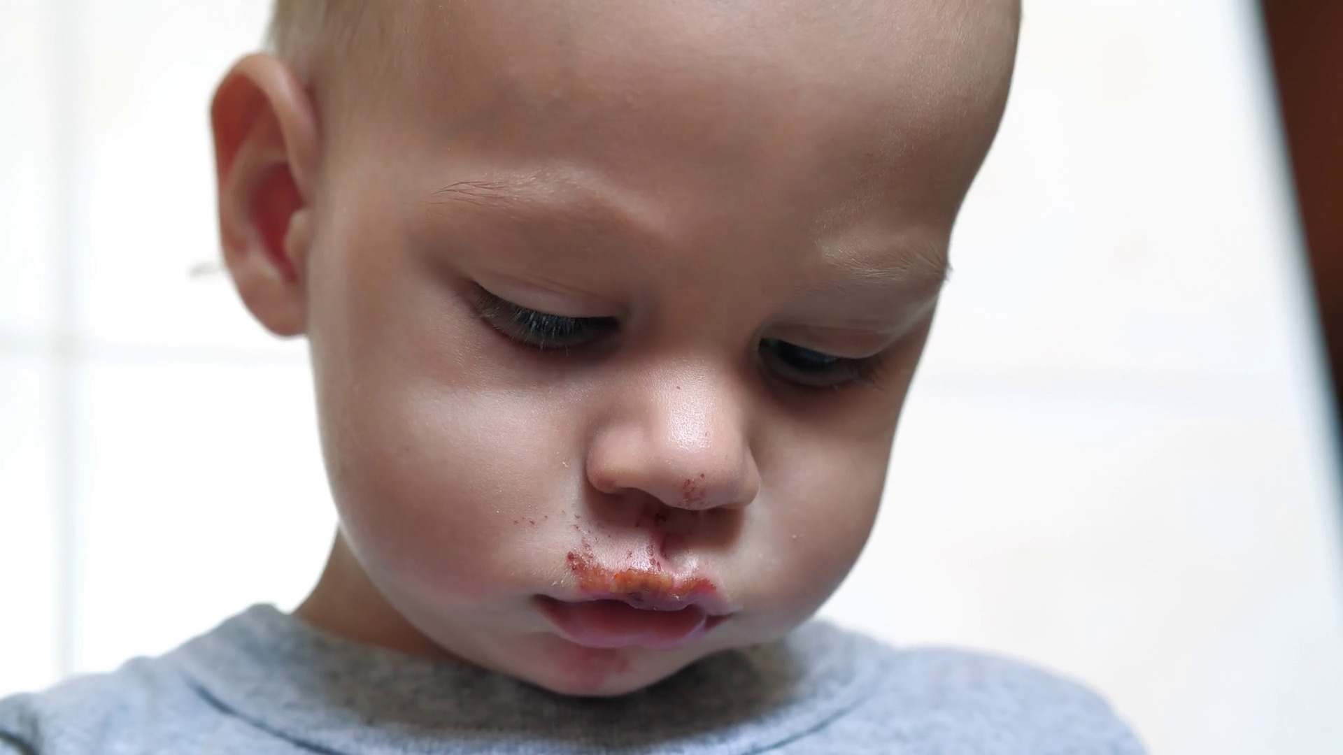 Slow Motion Baby Boy With Scratch Of Lips Stock Footage SBV-337156995 ...