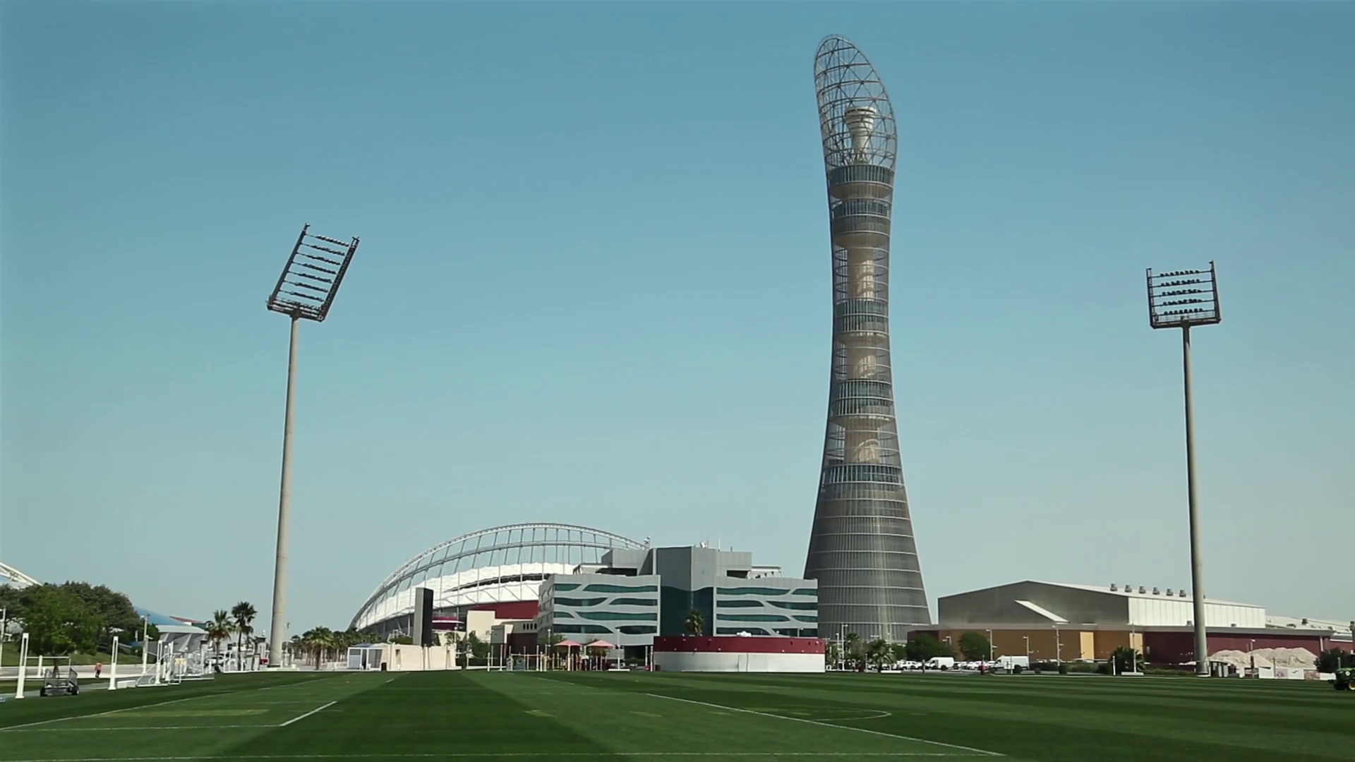 Torch Tower Football Stadiums In Doha Sports Stock Footage SBV ...