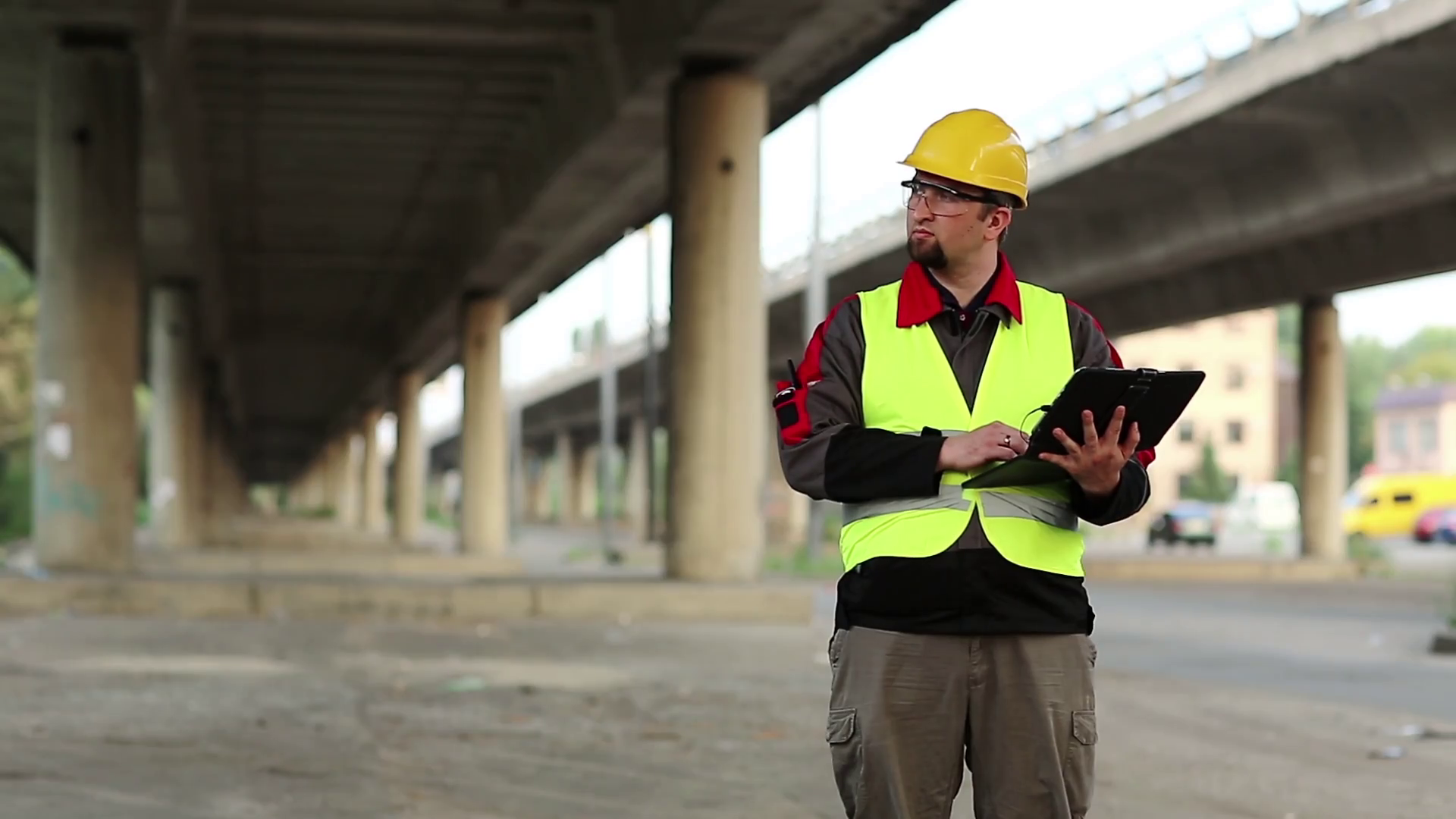 Workman With Personal Computer Under Stock Footage SBV-319392957 ...