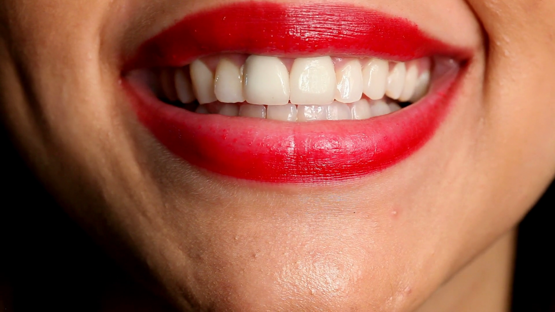 Beautiful young Hispanic woman with full lips wearing red lipstick ...