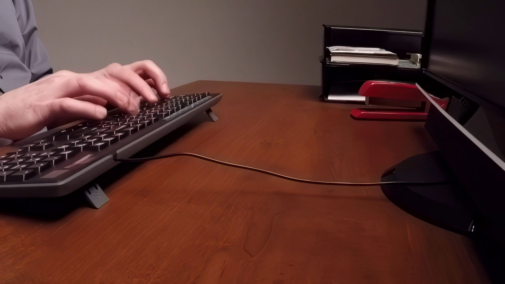 Male Hands Typing On Pc Keyboard Camera Pans Stock Footage SBV ...