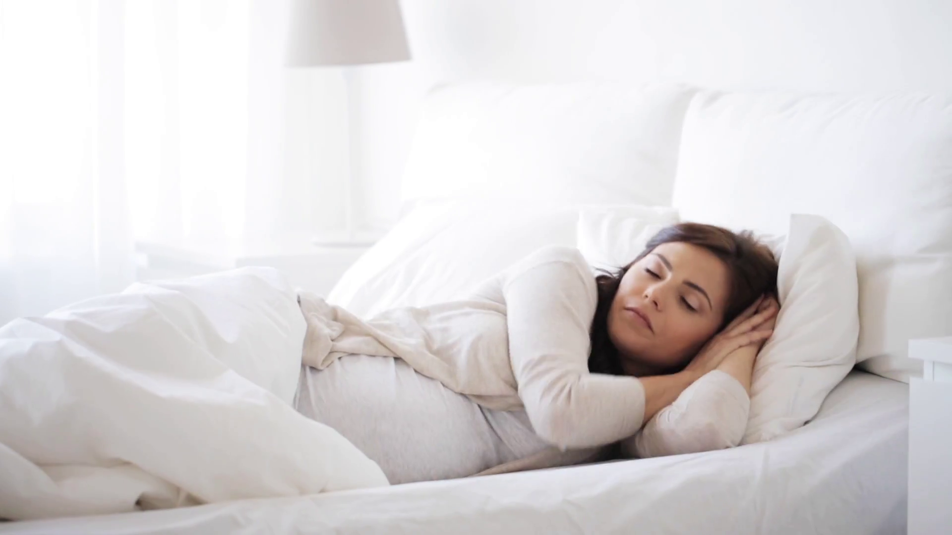 pregnancy, rest, people, comfort and sleeping concept - pregnant woman ...