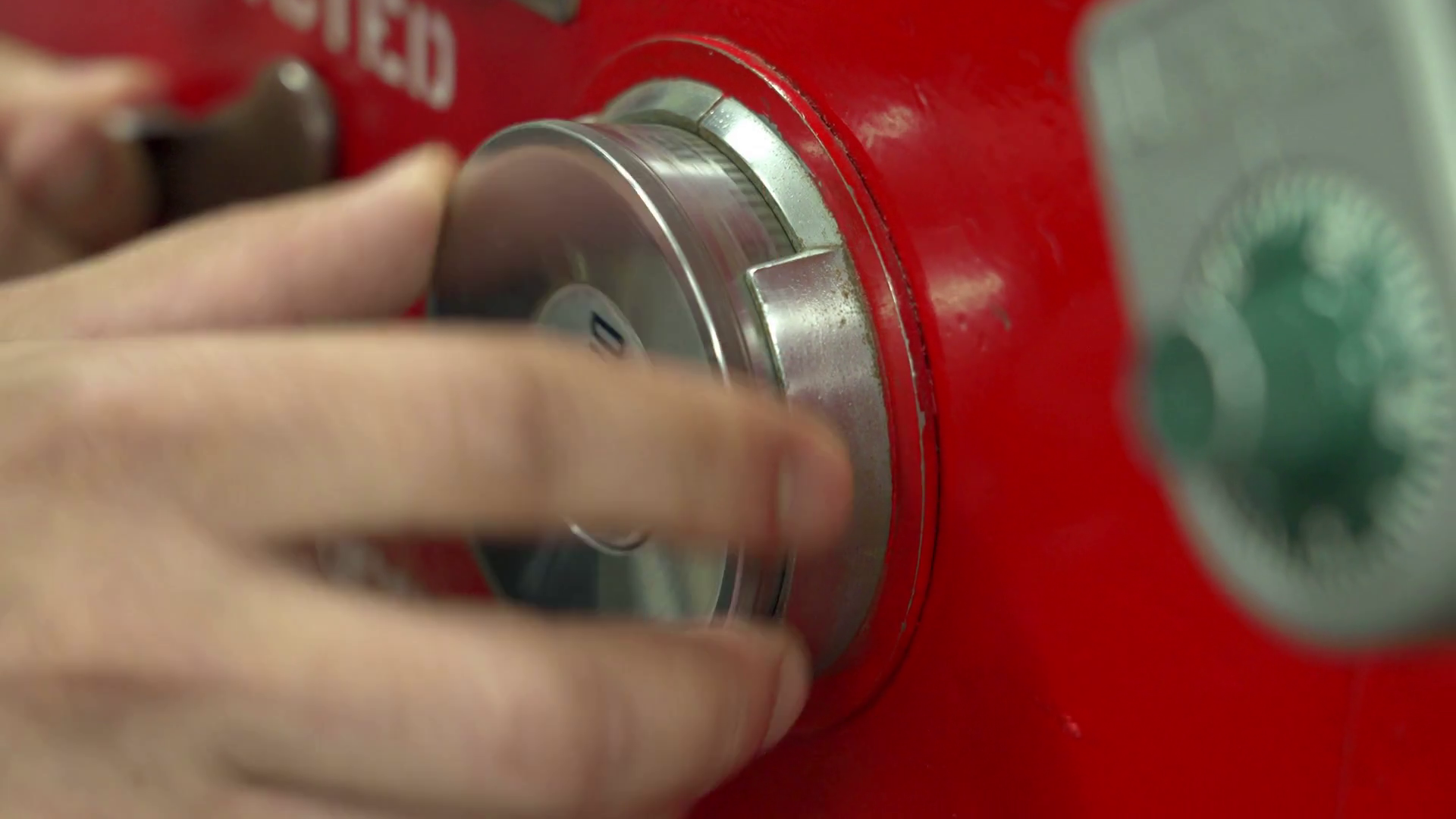 Hand Turning Dial On Red Diebold Safe Lock Stock Footage SBV-352152697 ...