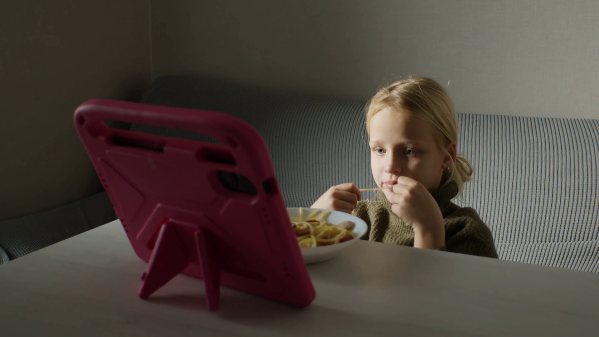 Blonde Young Girl Casually Dining On Pasta Stock Footage SBV-352018864 ...