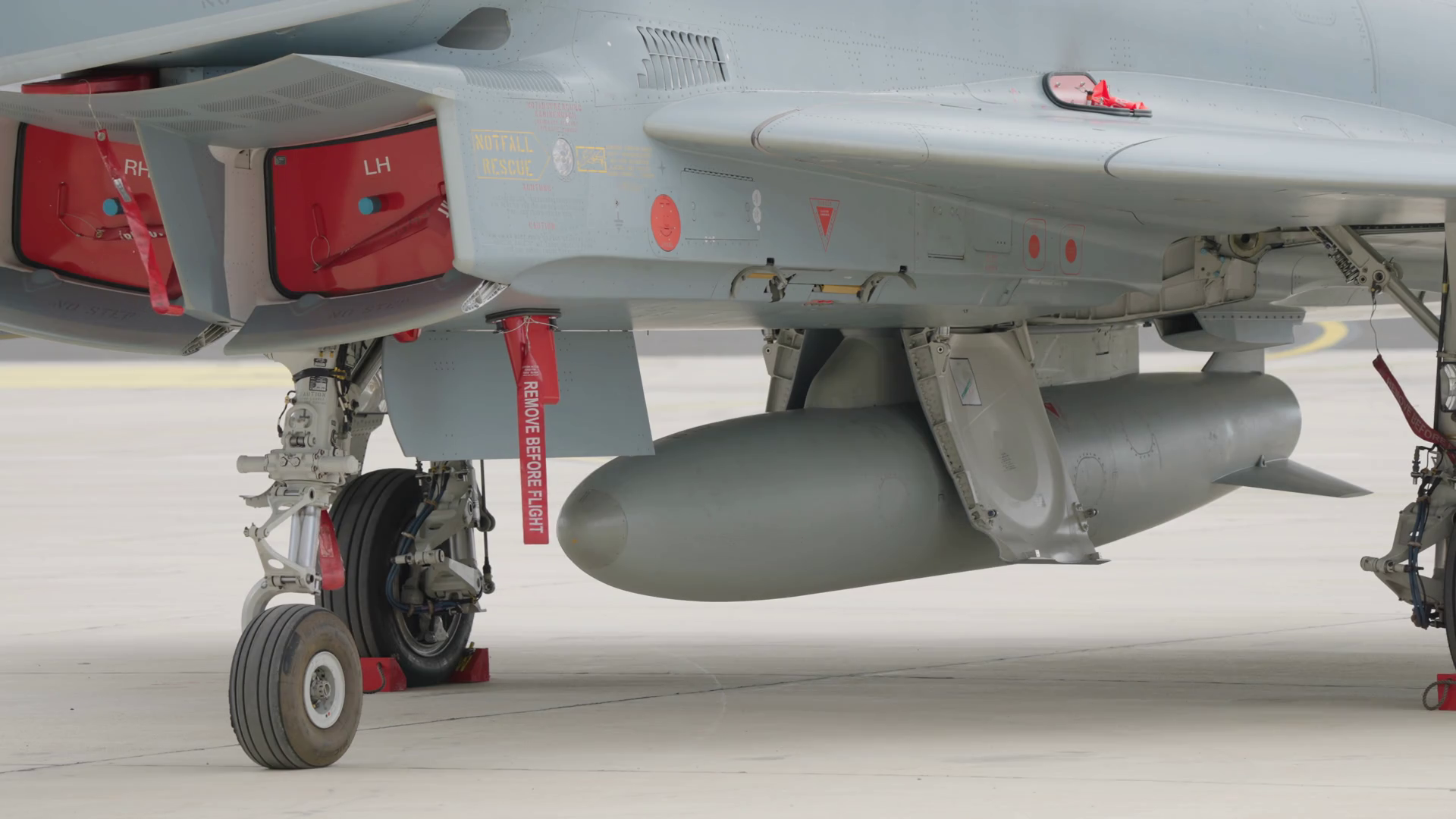 Parked Military Jet Showing Front Landing Stock Footage SBV-353221513 ...