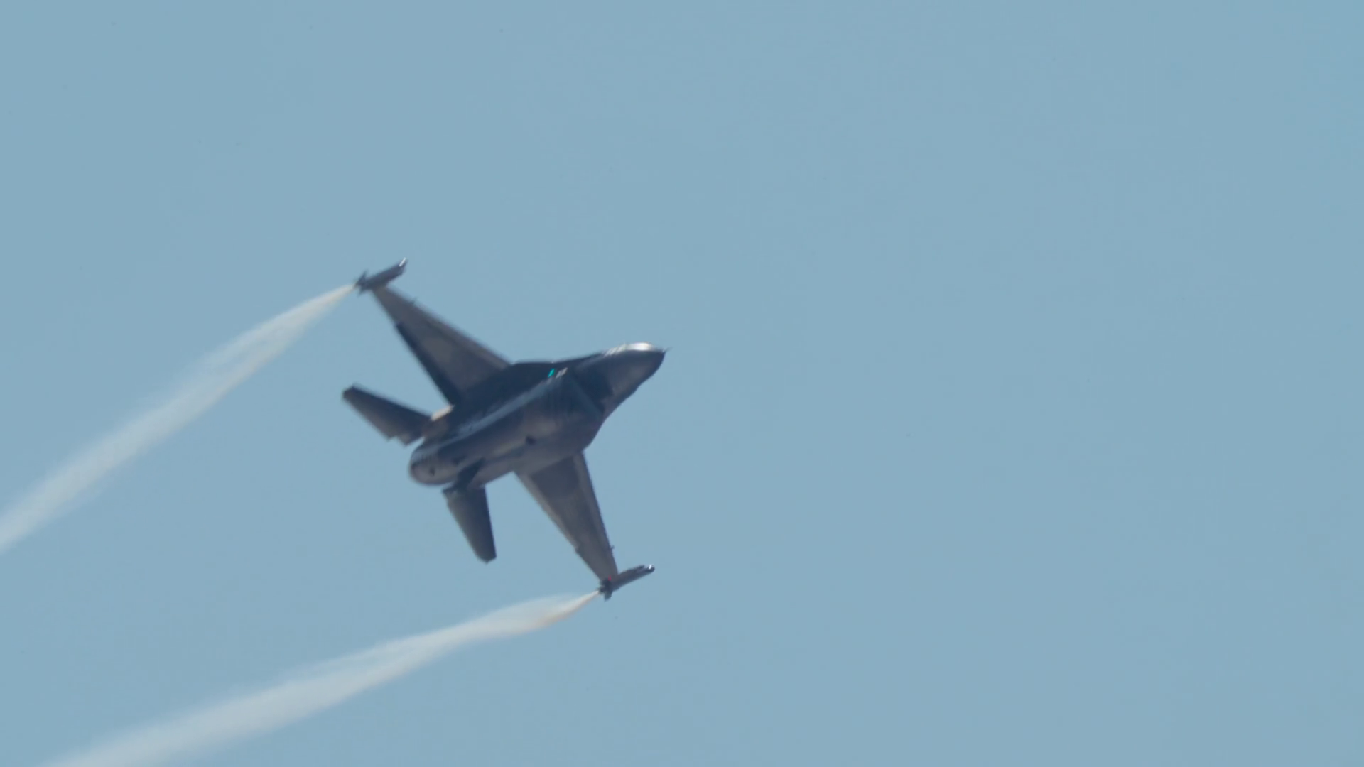 Jet Fighter Banking Through Sky With Vapor Stock Footage SBV-353373197 ...