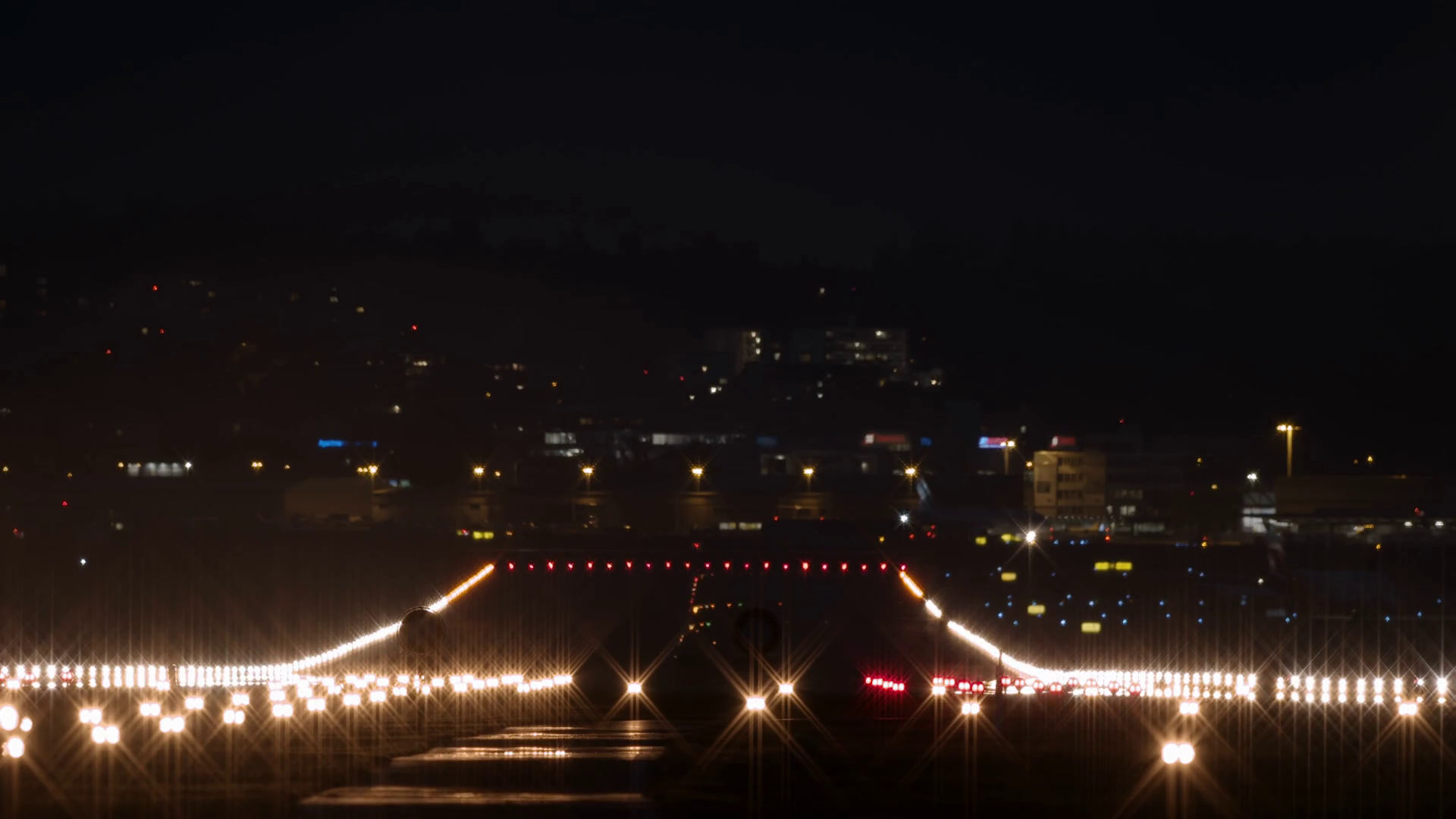 Airplane landing at night airport Stock Video Footage 00:23 SBV ...