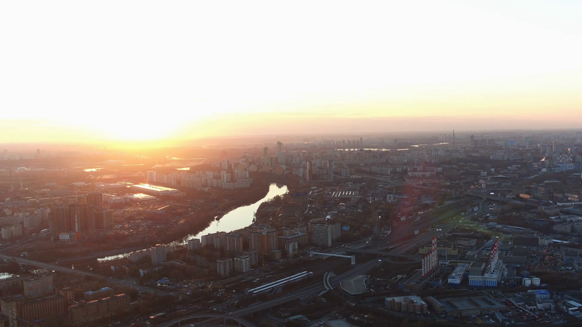 Aerial View Of Megalopolis In Early Morning Stock Footage SBV-337594316 ...
