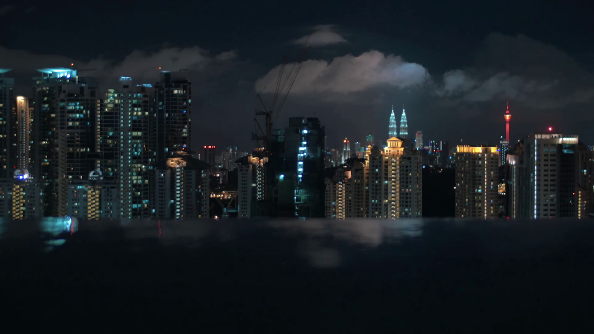 Dark Water Of Rooftop Swimming Pool Night Stock Footage SBV-338019536 ...