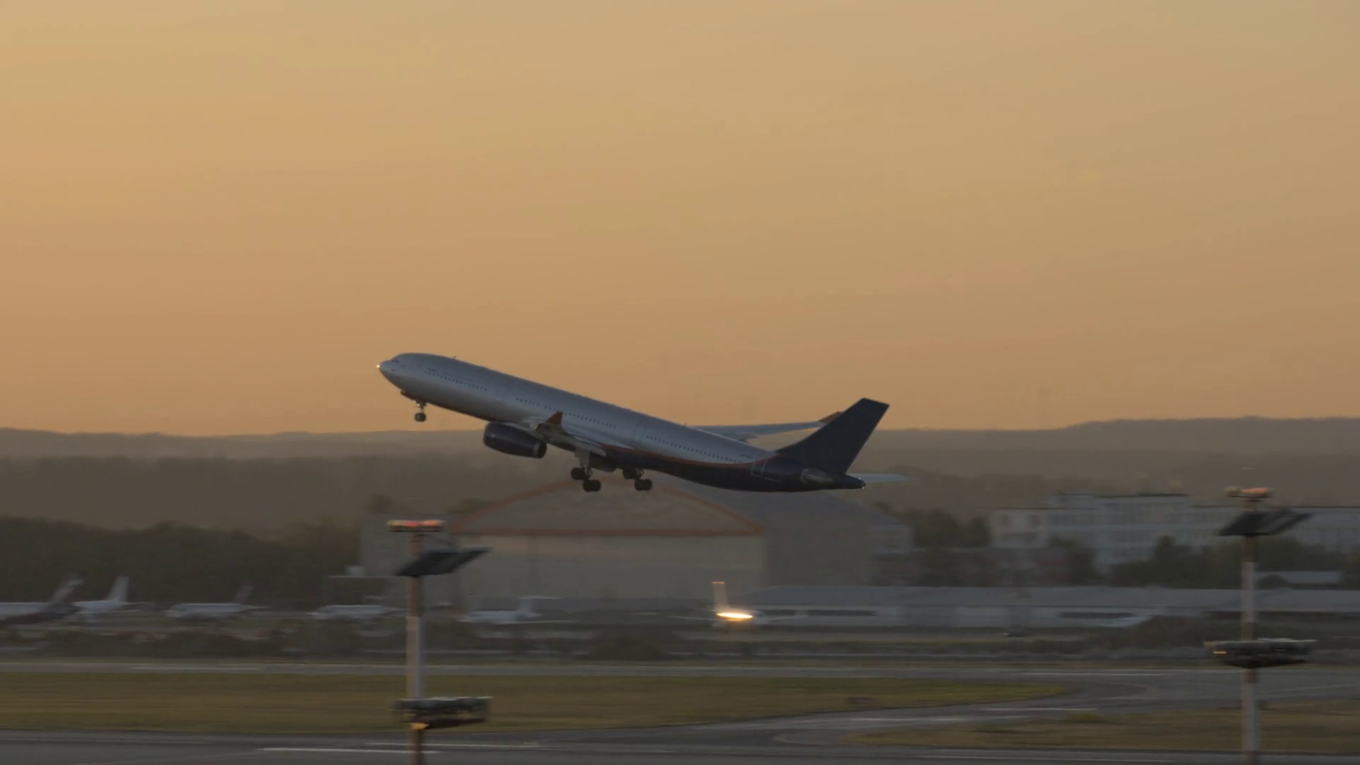 Hd Sunset Takeoff: Stunning Airplane Shot Stock Footage SBV-338058536 ...