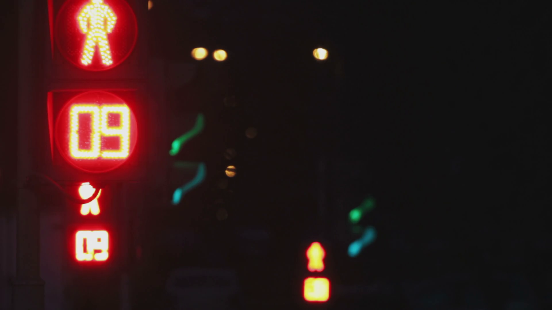 Traffic Lights Pedestrians At Night Warning Stock Footage SBV-338046852 ...