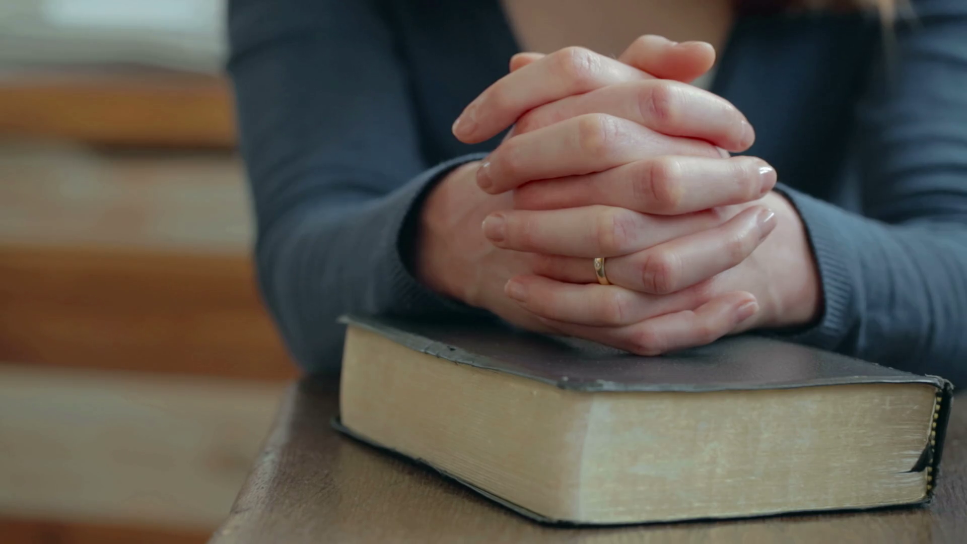 Young Woman Praying With Bible: Closeup & Stock Footage SBV-305954464 ...