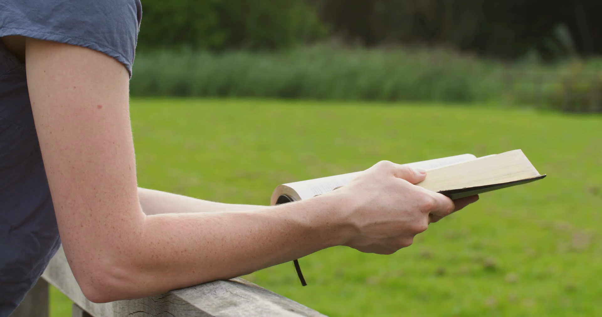 Woman Reading From Open Bible Closing Book Stock Footage SBV-309206932 ...