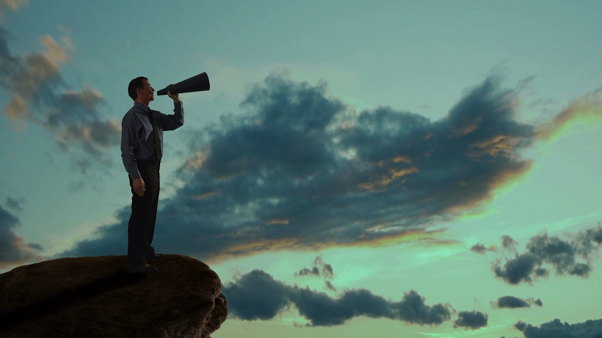 Businessman Talking Into Megaphone On Stock Footage SBV-300560386 ...