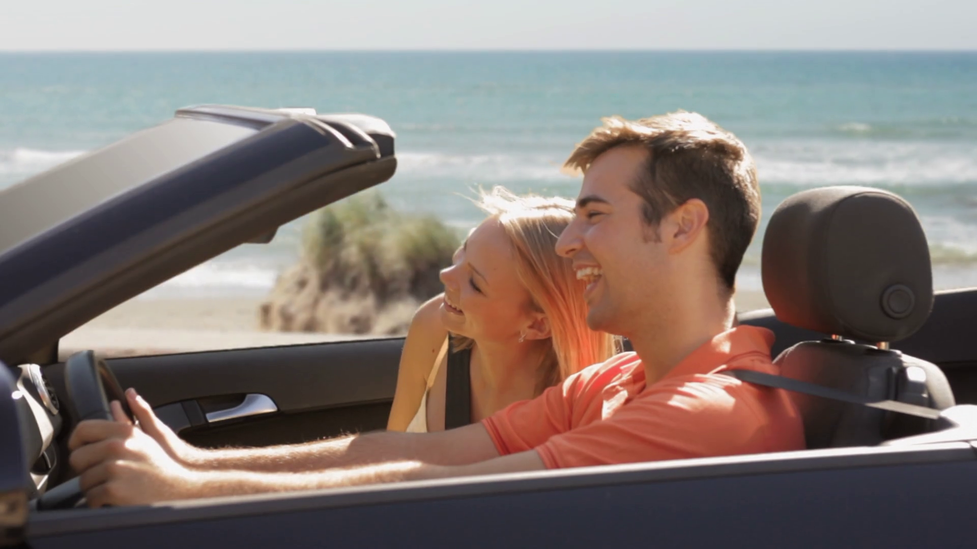 Couple Enjoying Convertible Drive Beach Stock Footage SBV-300611163 ...