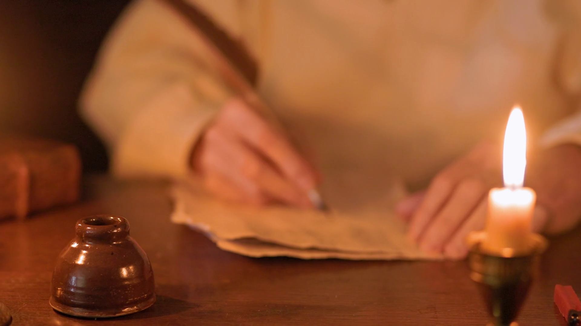 18th Century Man Writing With Quill Pen At Stock Footage SBV-351960276 ...