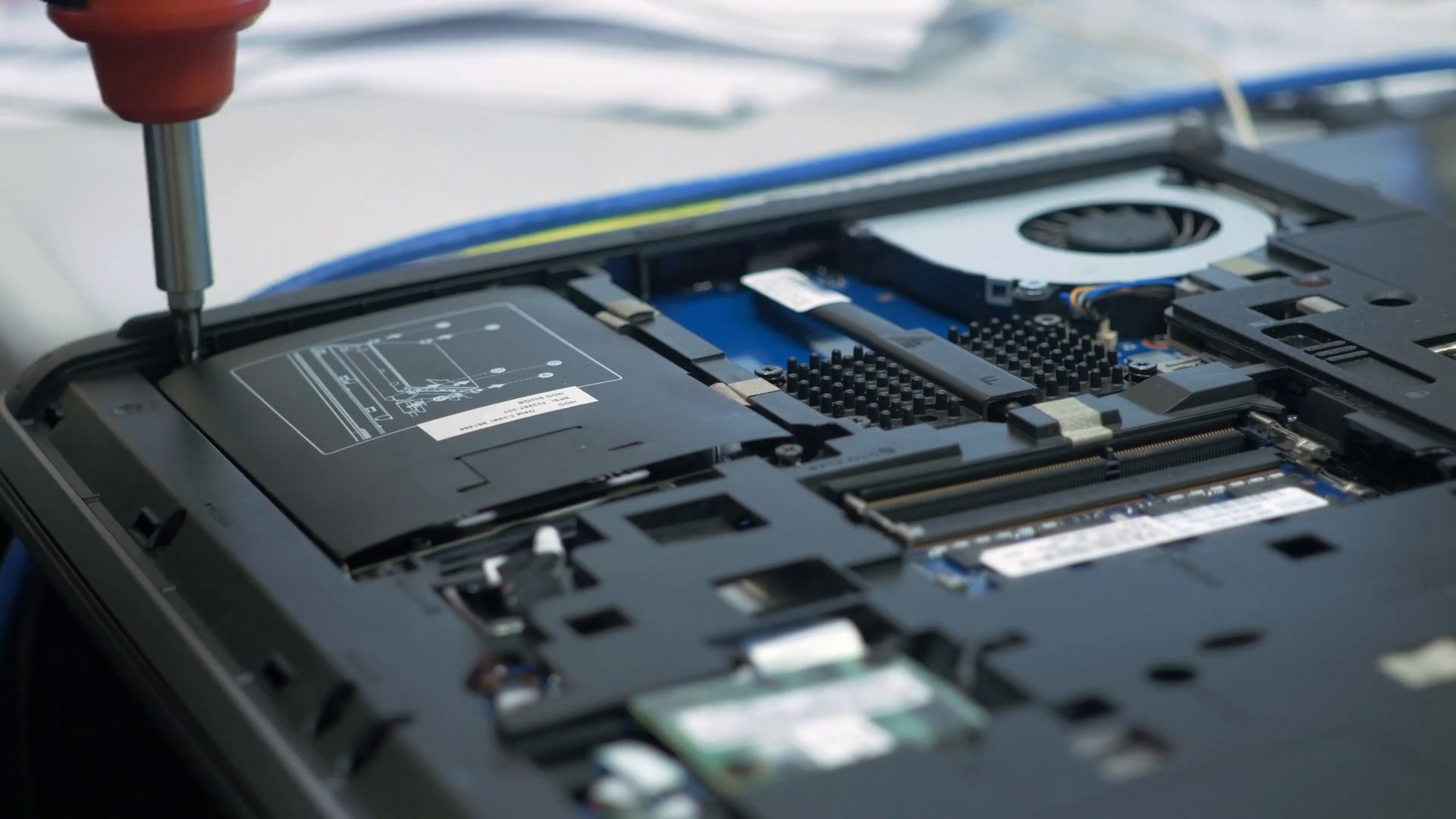 Computer Tech Removing Hard Drive From Stock Footage SBV-303143983 ...