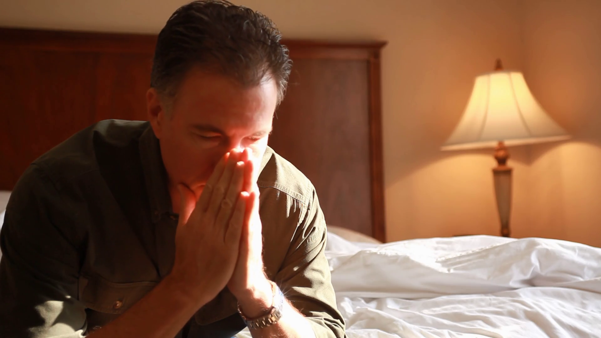 Distraught Man In Hotel Room Stock Footage SBV-300964808 - Storyblocks