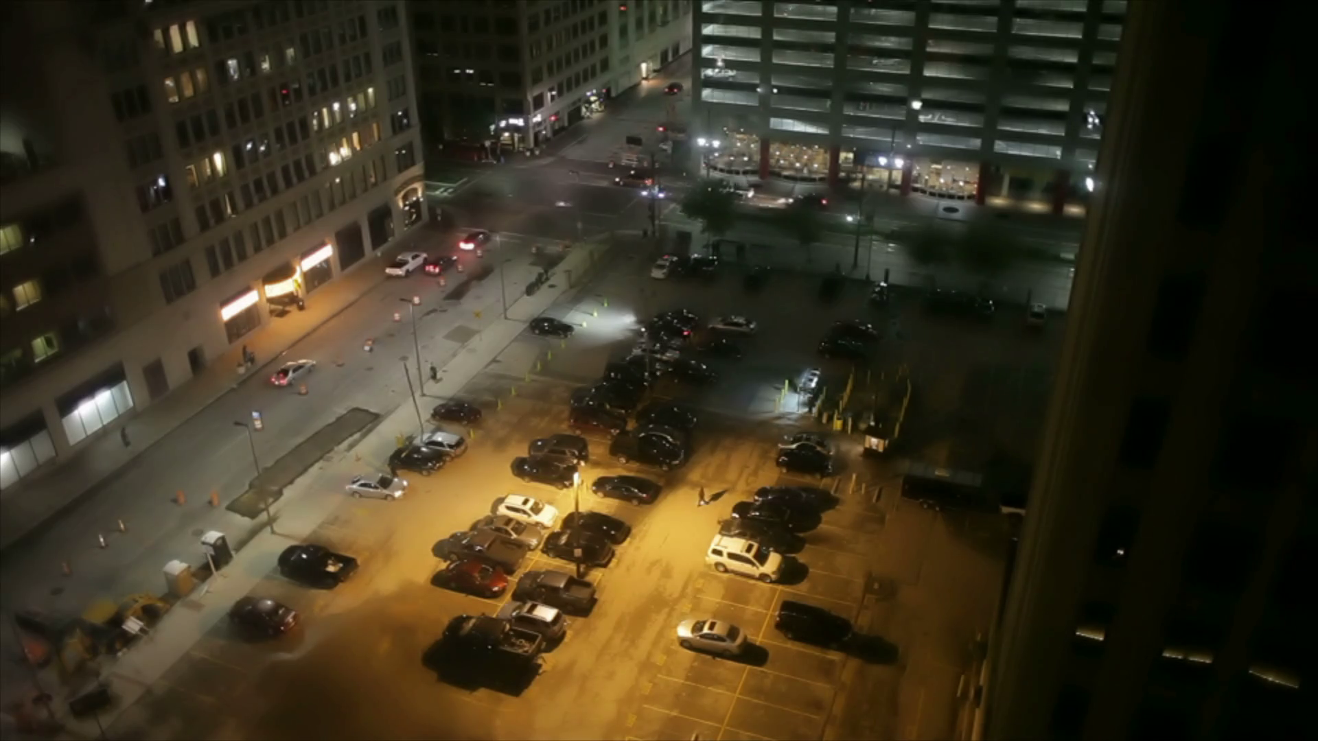 Downtown Parking Lot At Night Stock Footage SBV-305555290 - Storyblocks