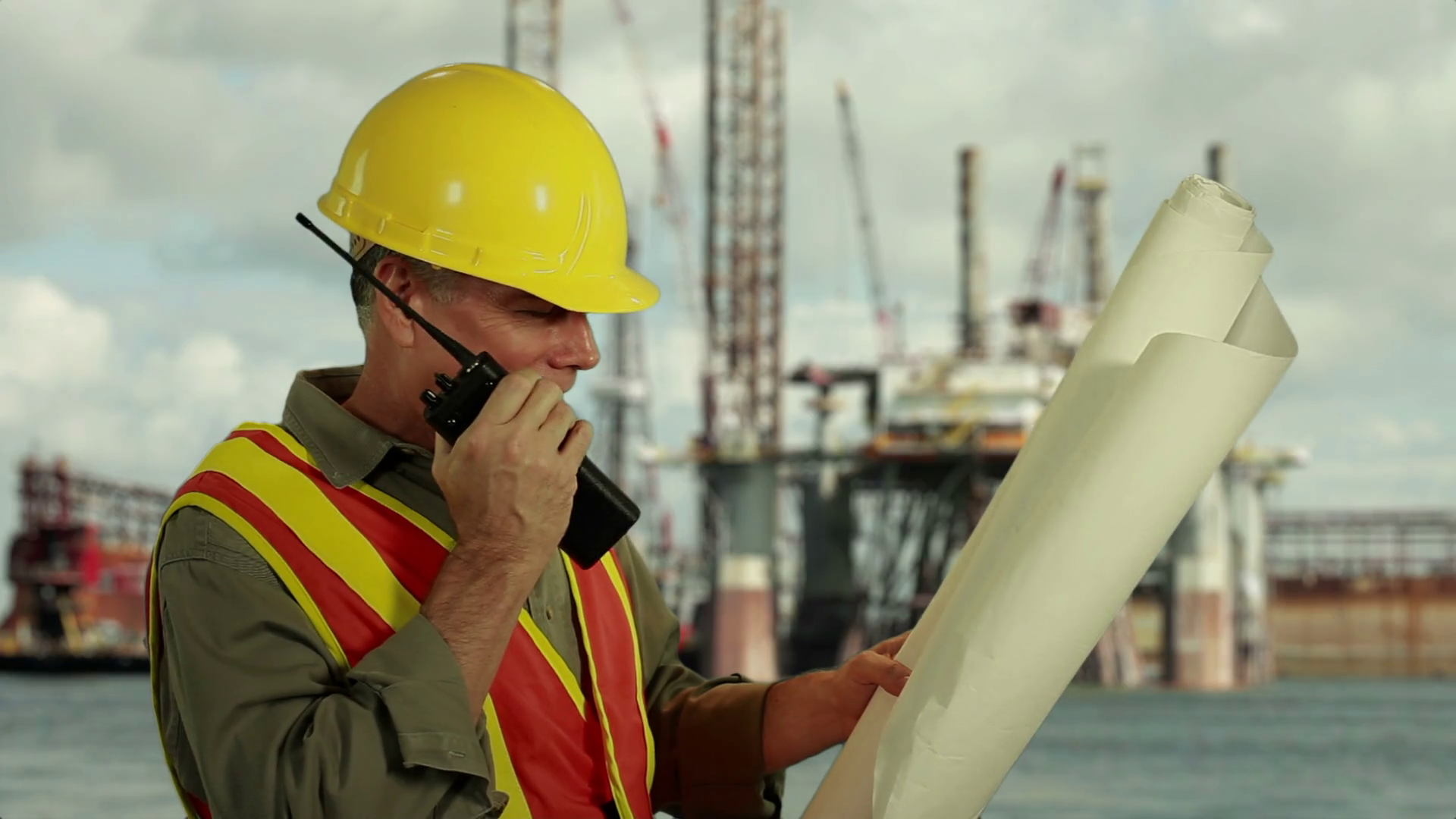 Oil Field Worker With Plans Stock Footage SBV-300338515 - Storyblocks