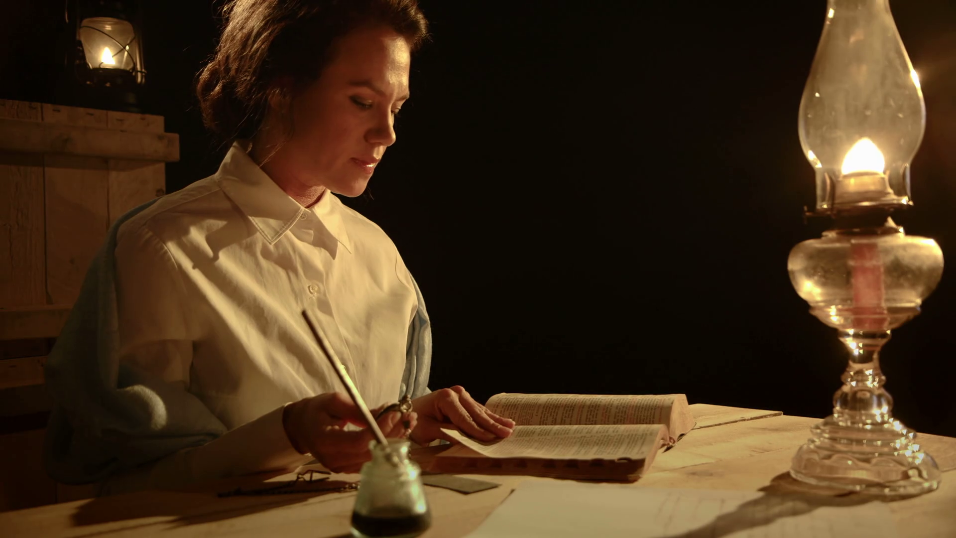 Victorian Woman Checks Watch Reads Bible Stock Footage SBV-300244112 ...