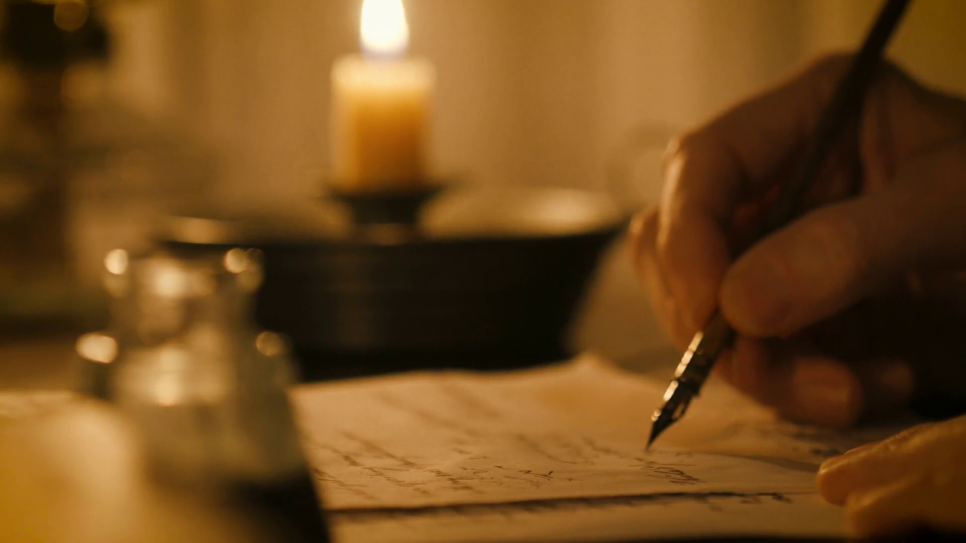 19th Century Man Writing At Desk With Dip Stock Footage SBV-347390753 ...