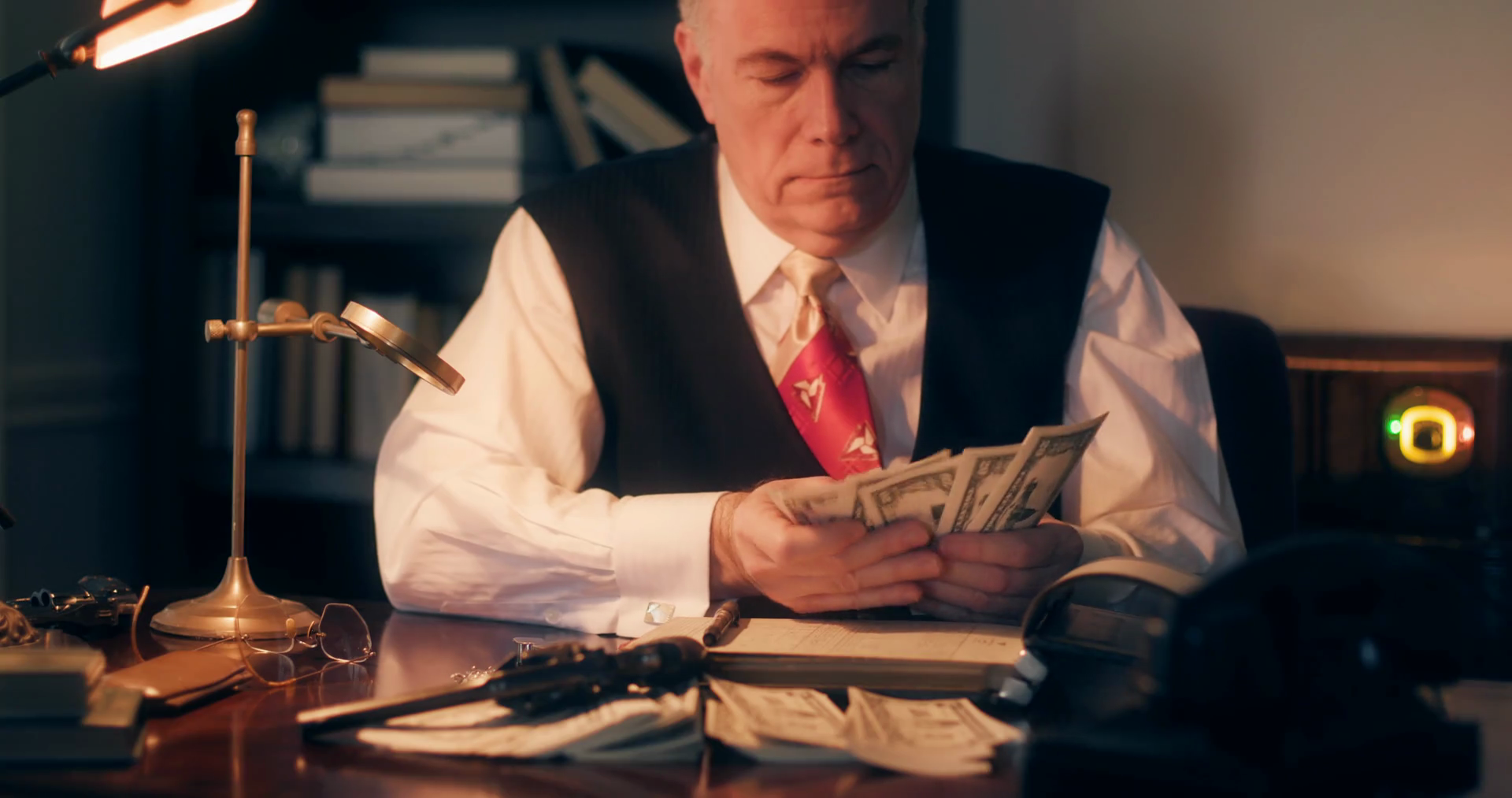 40s Mob Accountant Counting Money Entering Stock Footage SBV-321142646 ...