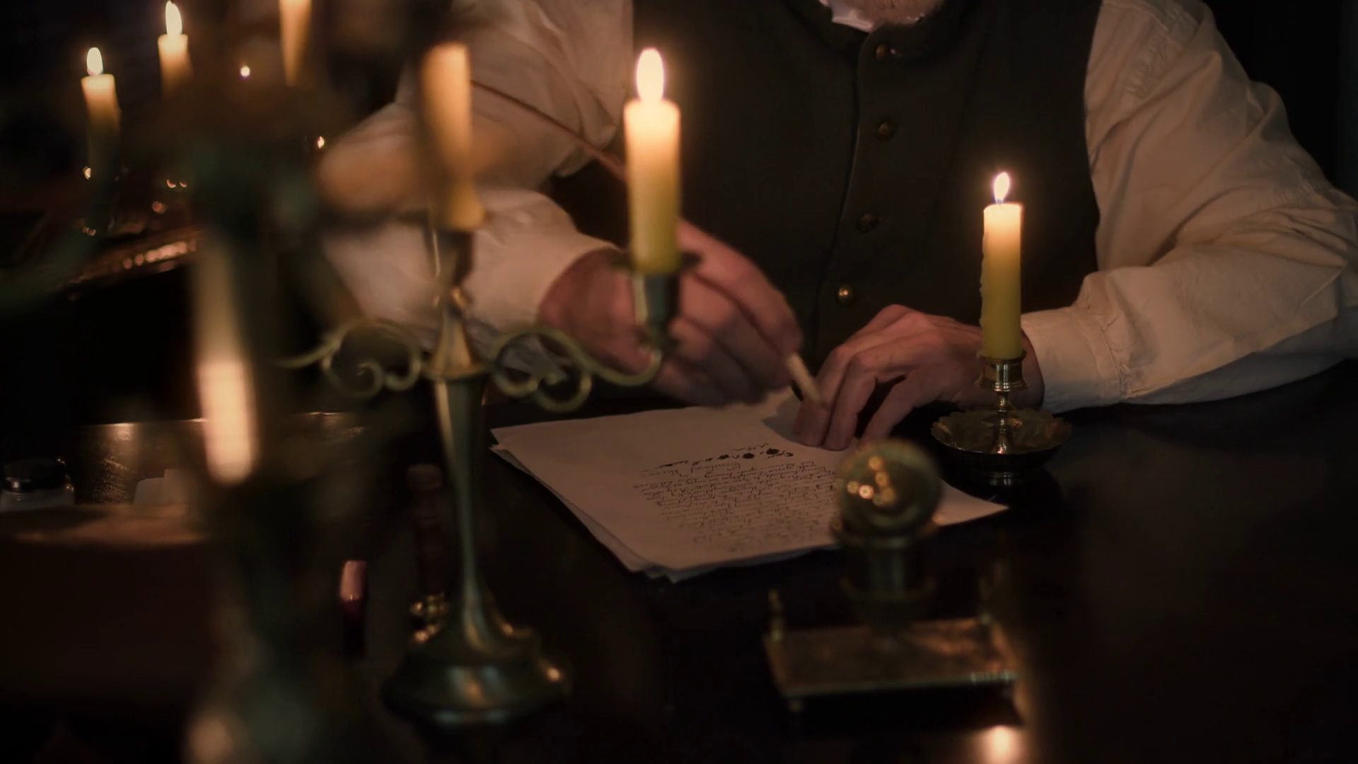 Dolly 18th Century Man Writing Letter Stock Footage SBV-338534152 ...