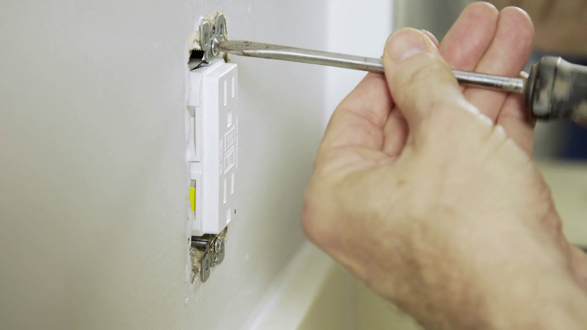 Electrician Finishing Ground Fault Outlet Stock Footage SBV-313479055 ...