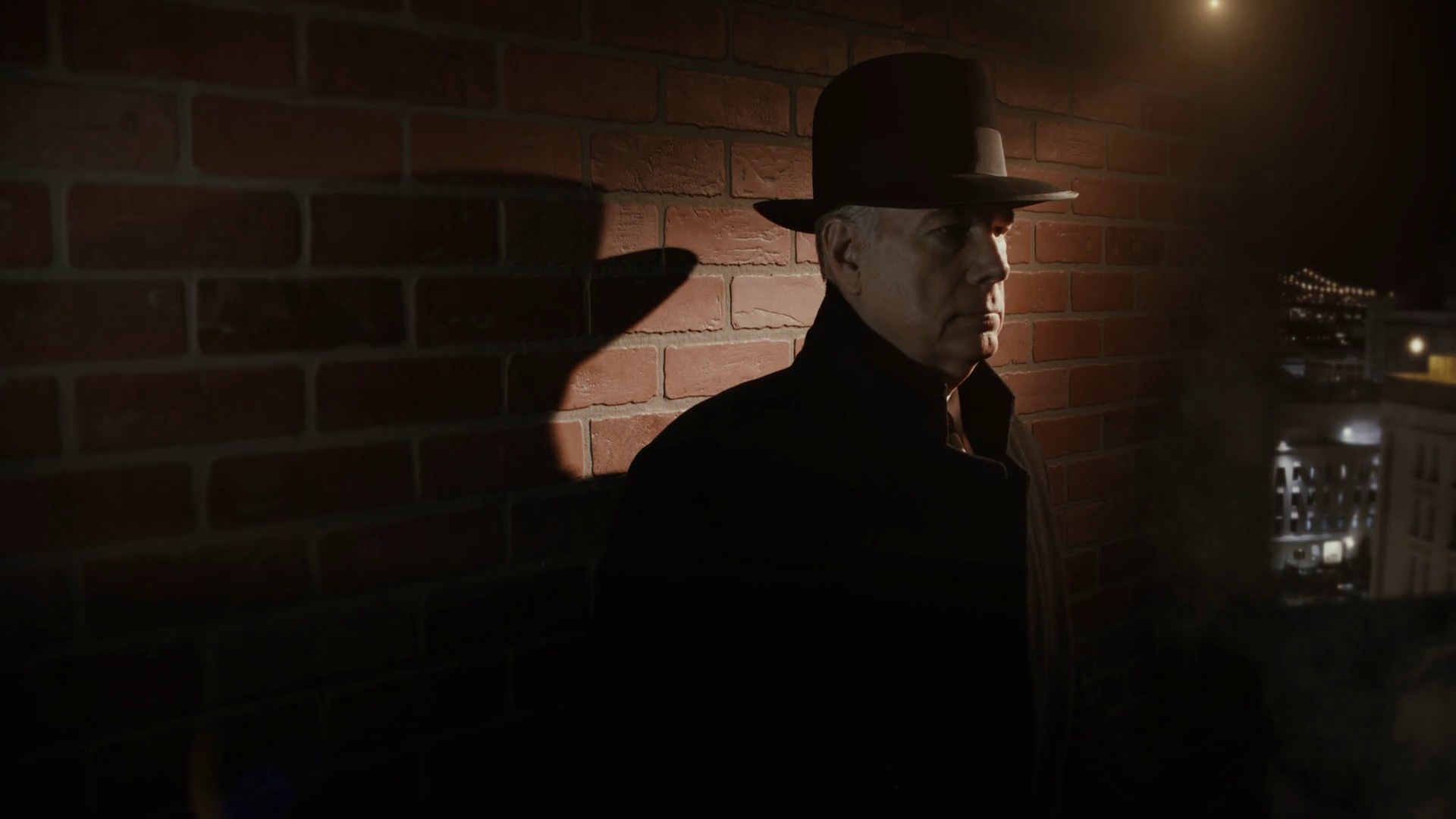 Film Noir Man On Rooftop At Night Lights Stock Footage SBV-327312453 ...