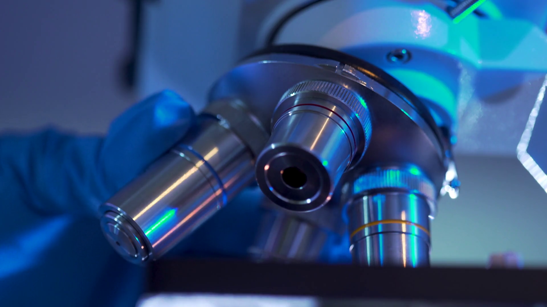 Macro Laboratory Scientist Turning Turret Of Stock Footage SBV ...