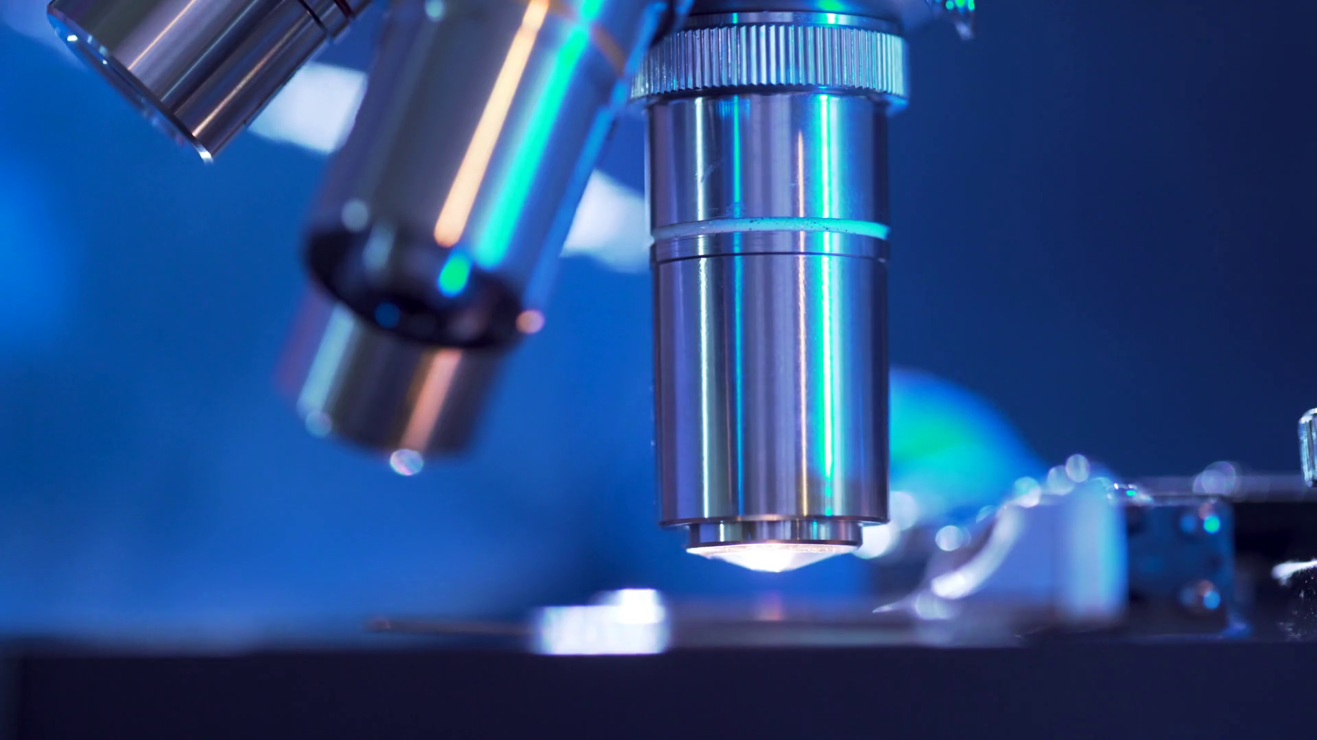 Macro Side View Of Microscope Turret Being Stock Footage SBV-338165226 ...