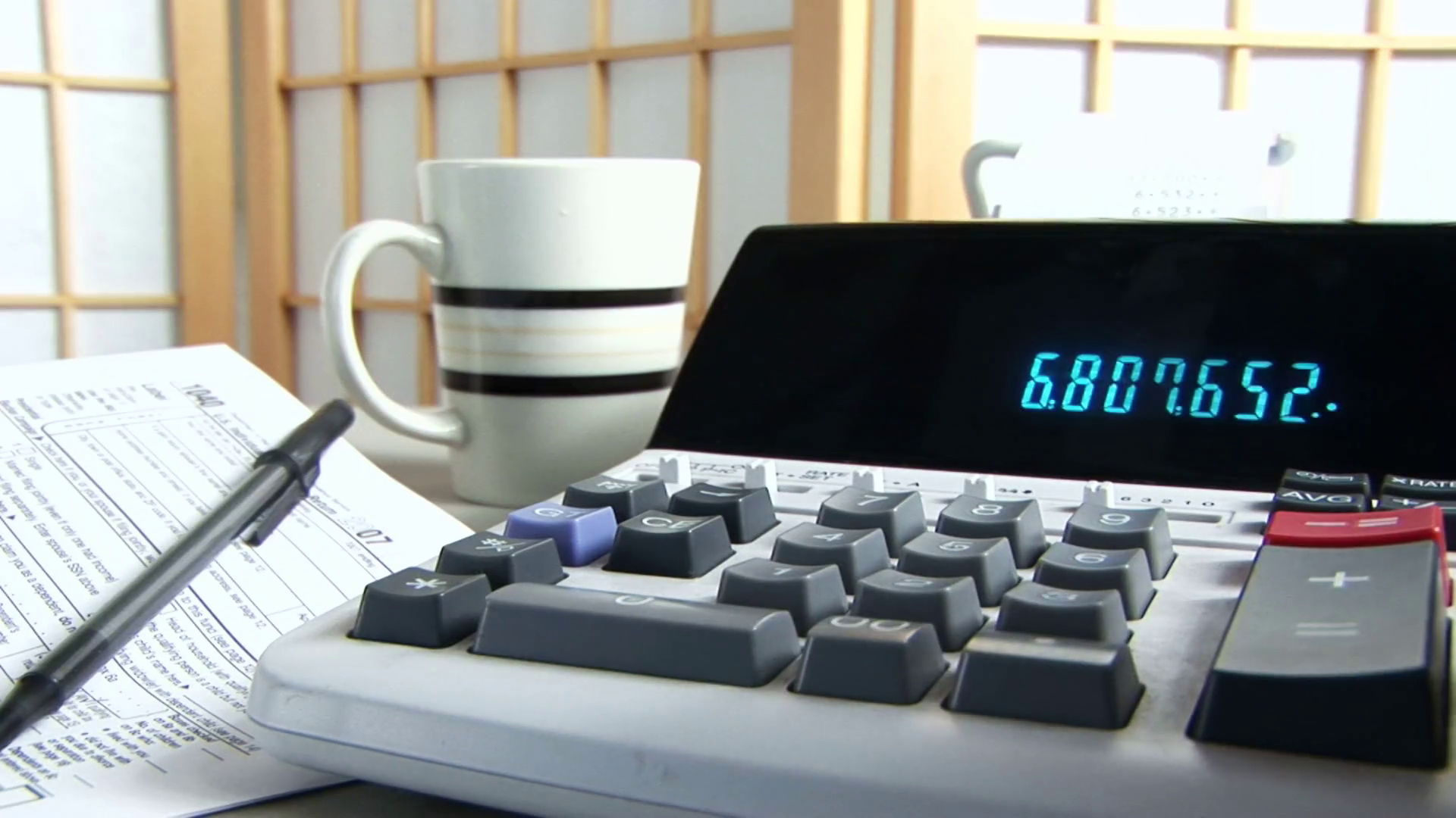 Man Using Electric Desktop Calculator To Stock Footage SBV-331467239 ...