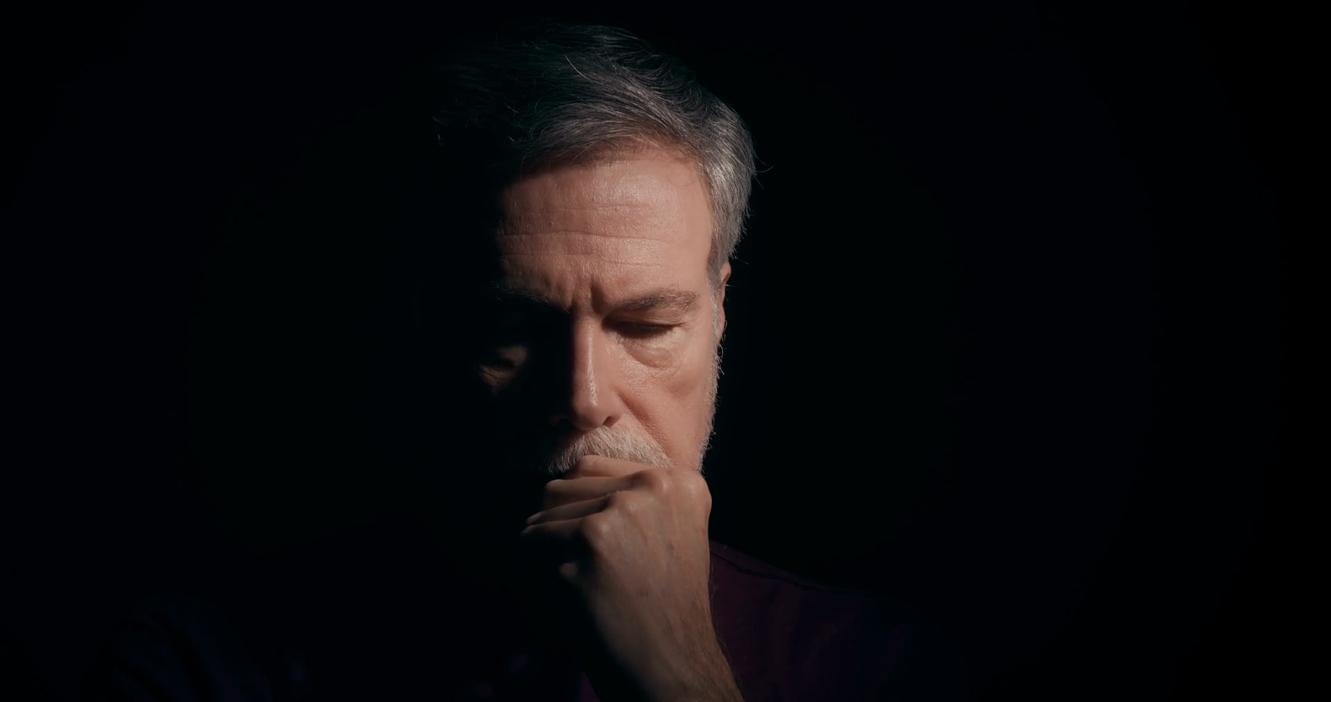 Serious Man In Dark Room Thinking Looks At Stock Footage SBV-338590714 ...