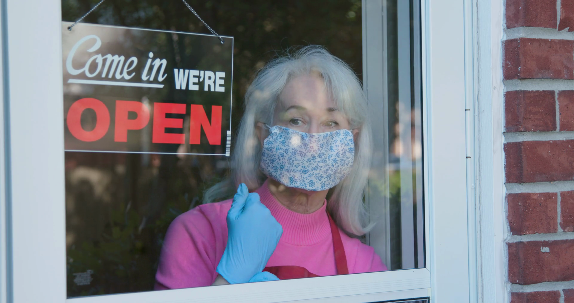 Small Business Shop Owner Wearing Mask Opens Stock Footage SBV ...