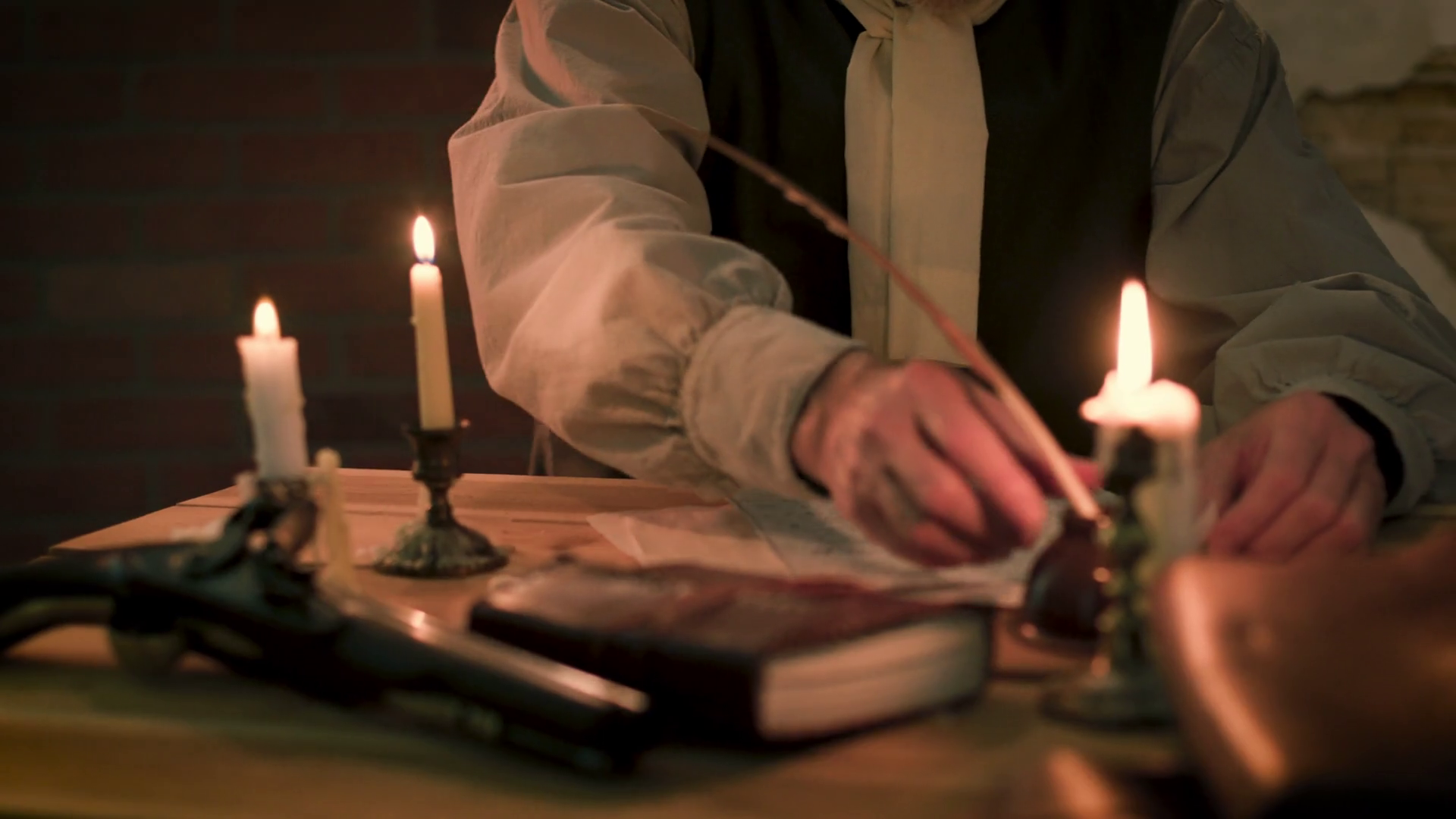 Tilt To Colonial Man Writing Document Using Stock Footage SBV-338468205 ...