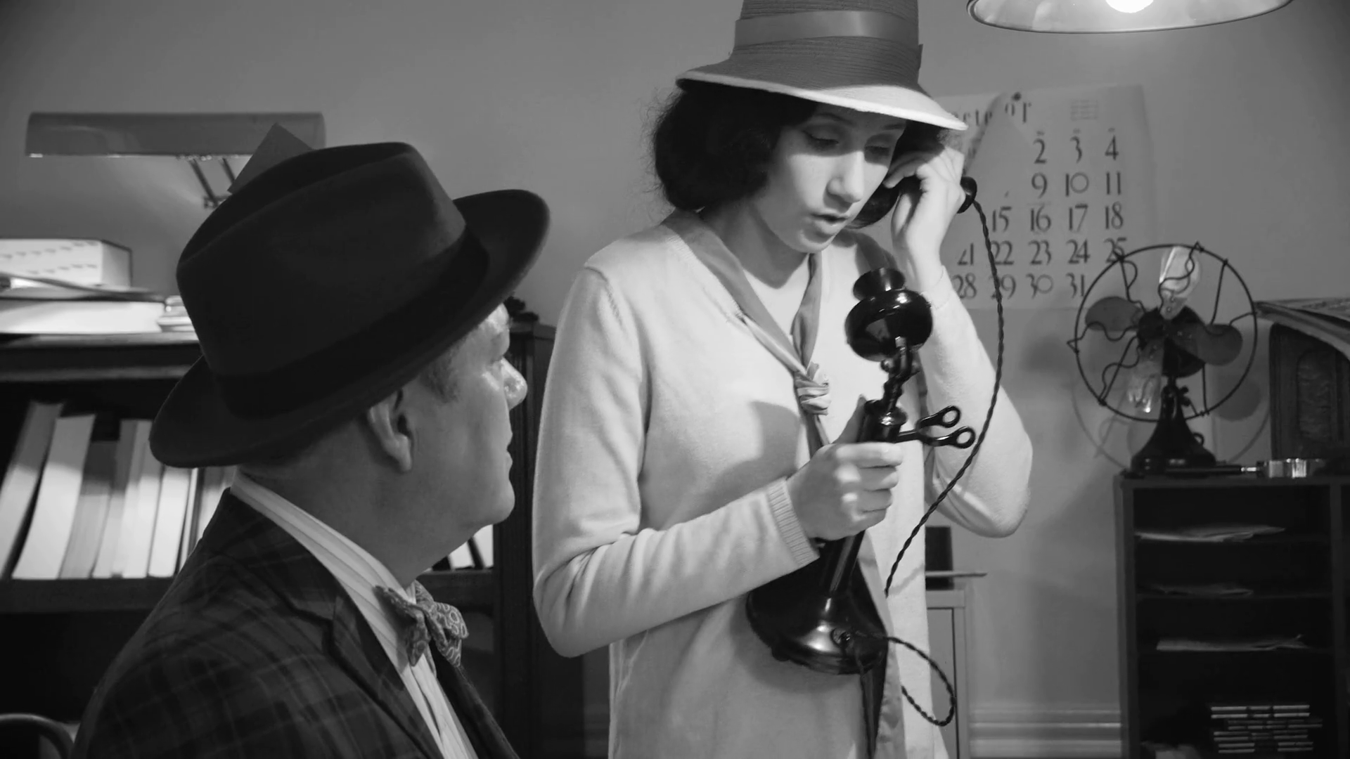 Two 1940s News Reporters Talking On Phones Stock Footage SBV-324120881 ...