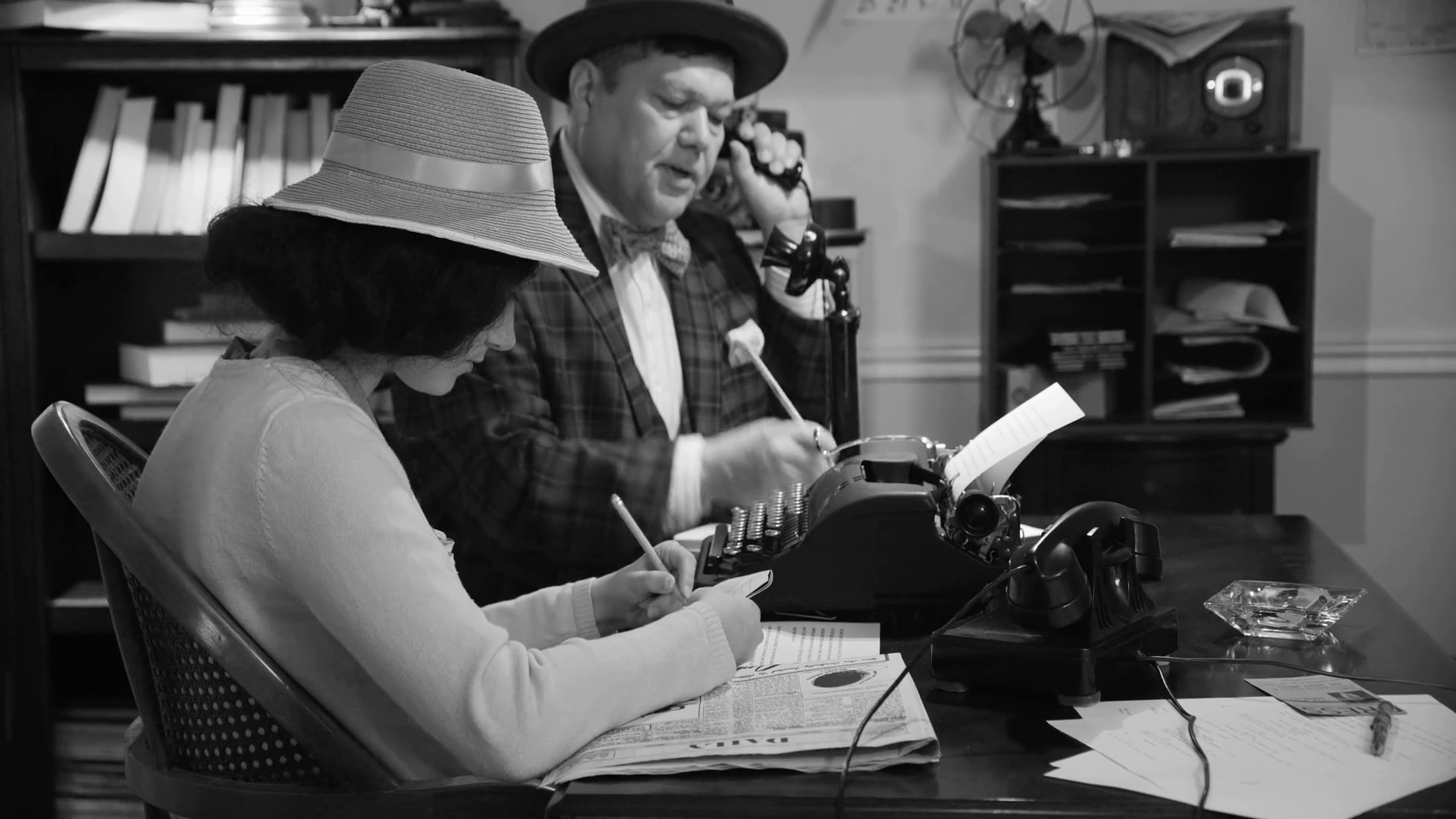 Two 1940s Vintage News Reporters Working On Stock Footage SBV-324078187 ...