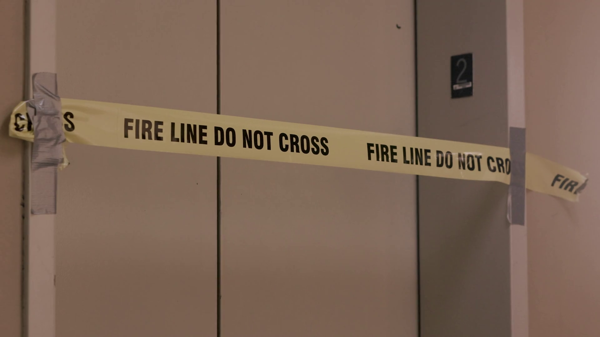 Yellow Caution Tape Across Elevator Door Stock Footage SBV-348793299 ...