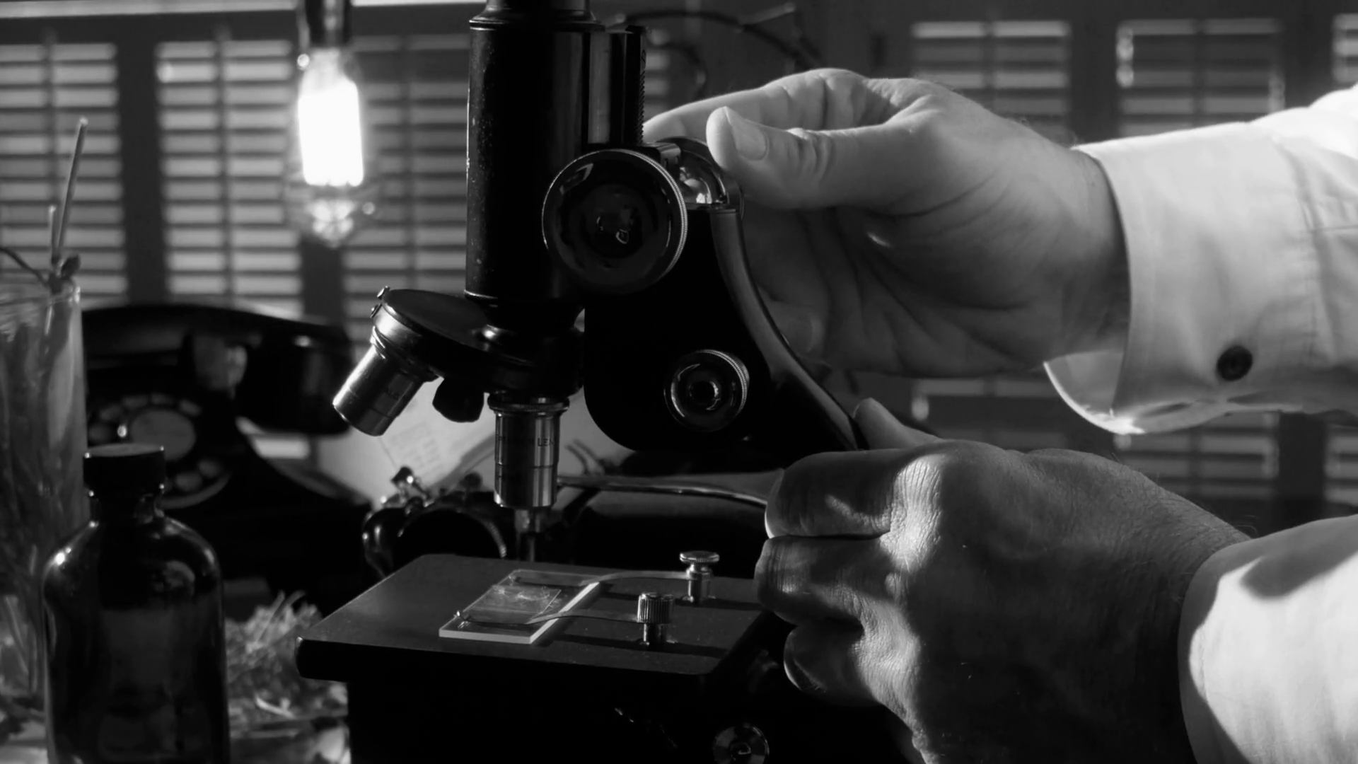 Vintage Scientist Working With Microscope Bw Stock Footage SBV ...