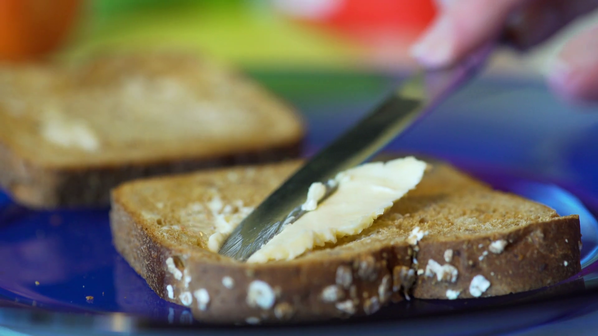 Woman Putting Butter On Two Slices Of Toast Stock Footage SBV-305706607 ...