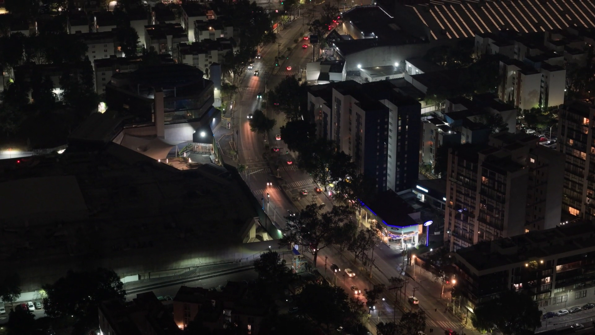 Drone Footage Of Lit-up Avenues Zones In Stock Footage SBV-352588418 ...