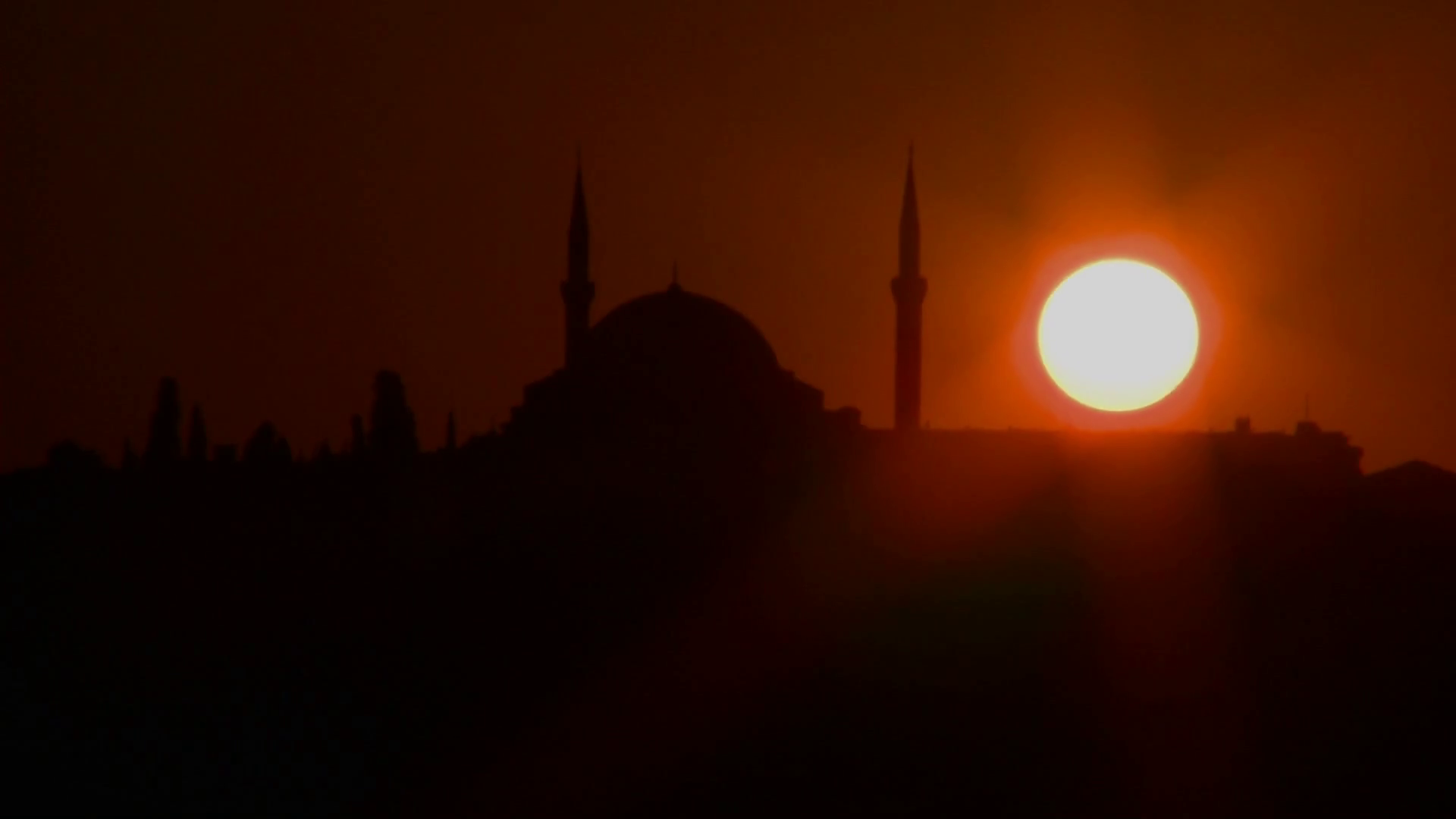 Sunset Behind Mosque In Islamic Country Stock Footage SBV-307923734 ...