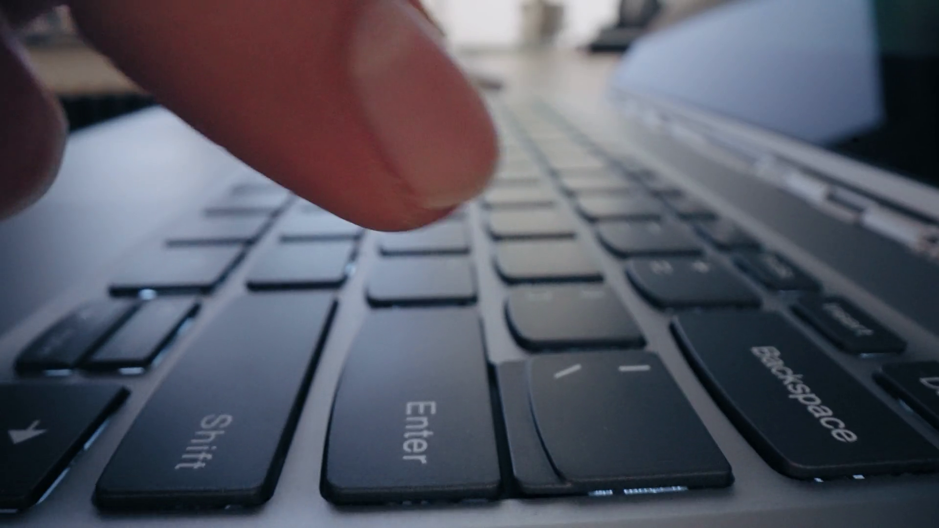Macro Shot: Typing on the Computer Keyboard finishing with Pressing ...