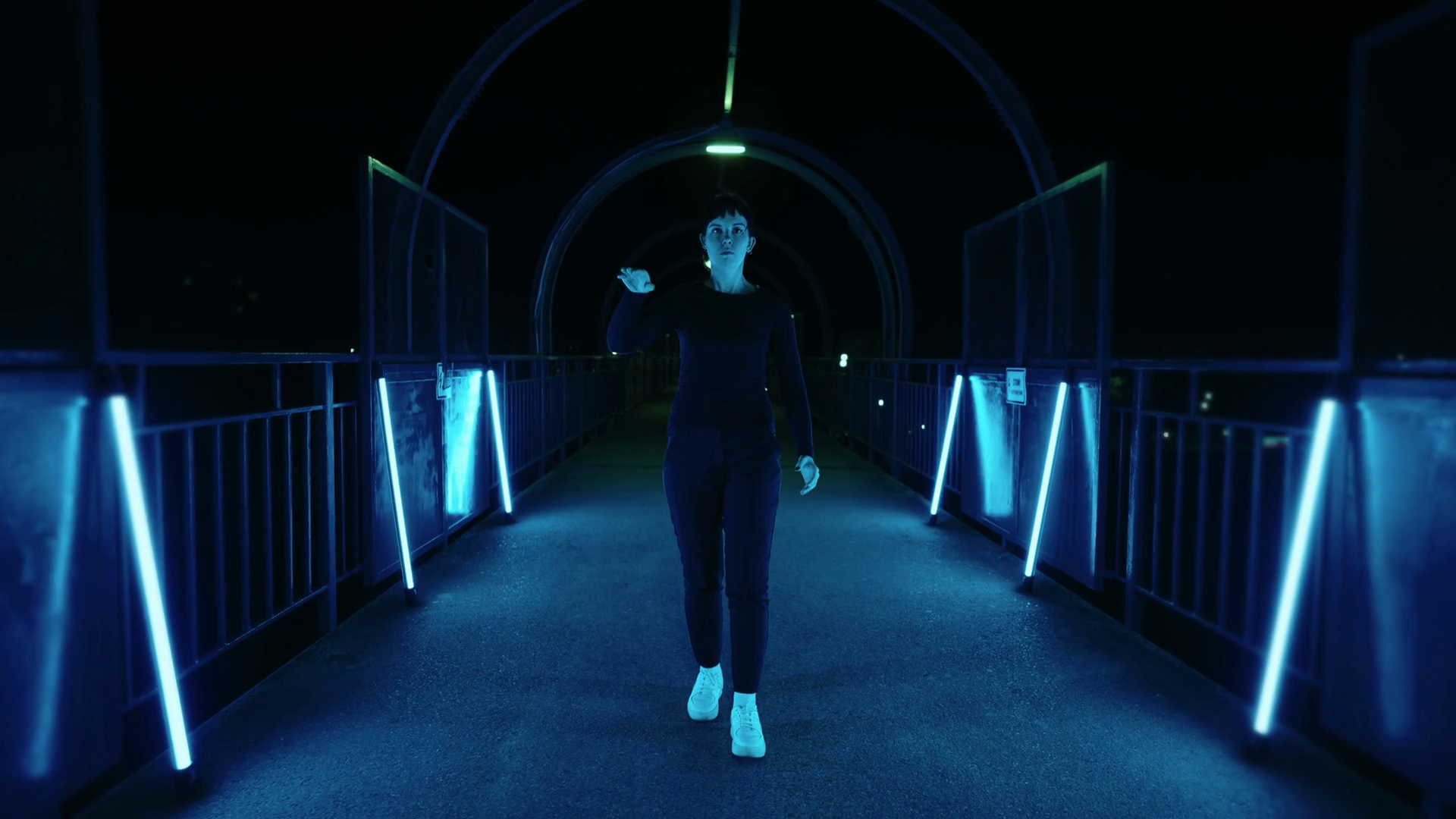 amazing dance of robot, talented woman is performing contemporary ...