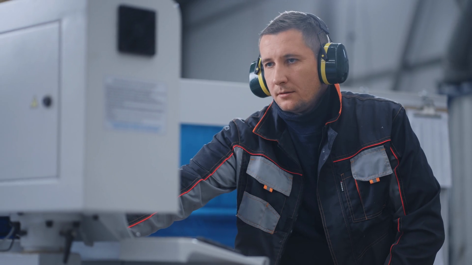 Portrait Of Adult Laborer In Workshop Of Stock Footage SBV-347364940 ...